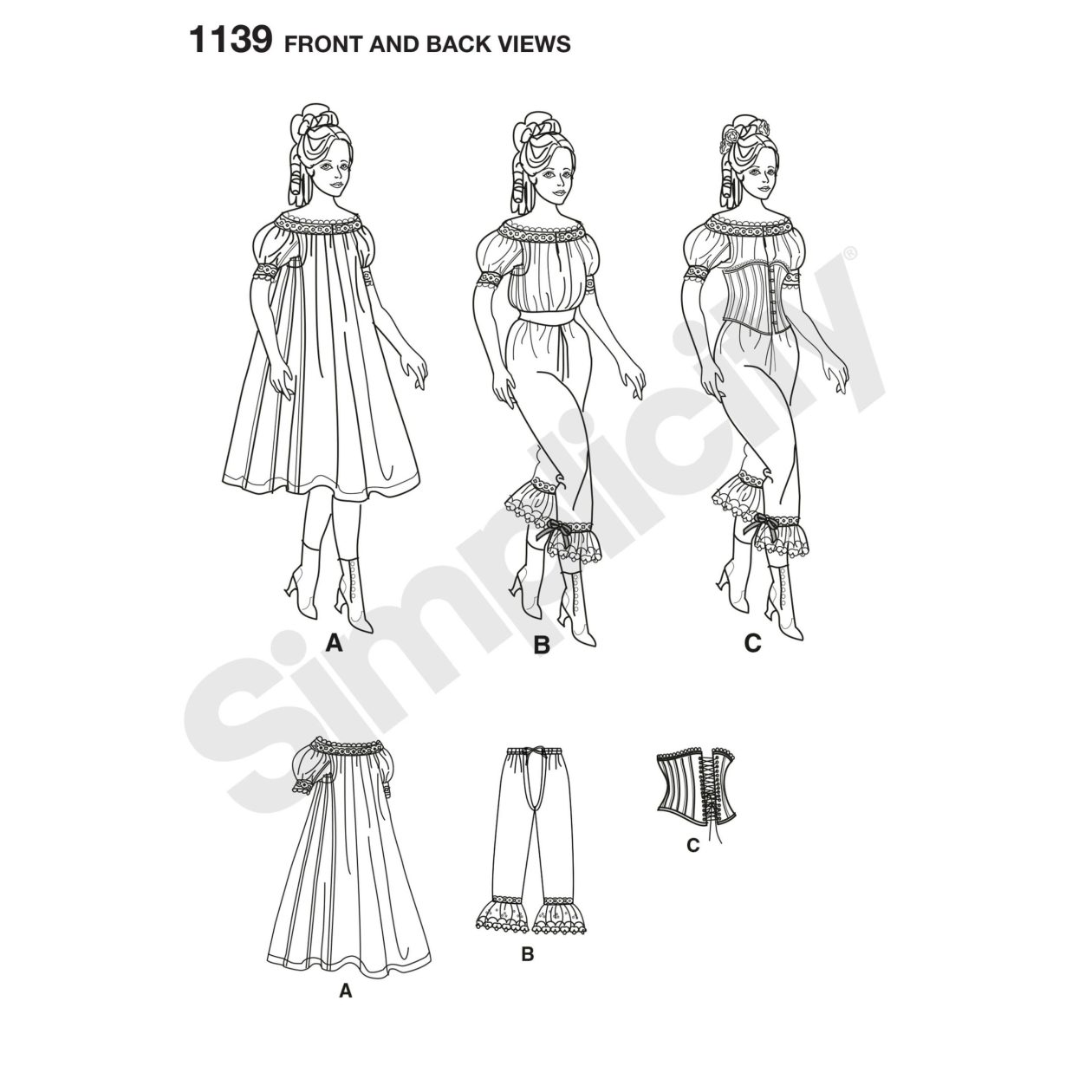 Simplicity Sewing Pattern 1139 Misses’ Civil War Undergarments ...