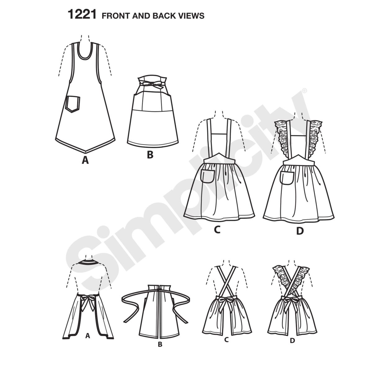 Simplicity Sewing Pattern 1221 Misses’ Vintage Aprons - Sewdirect Australia
