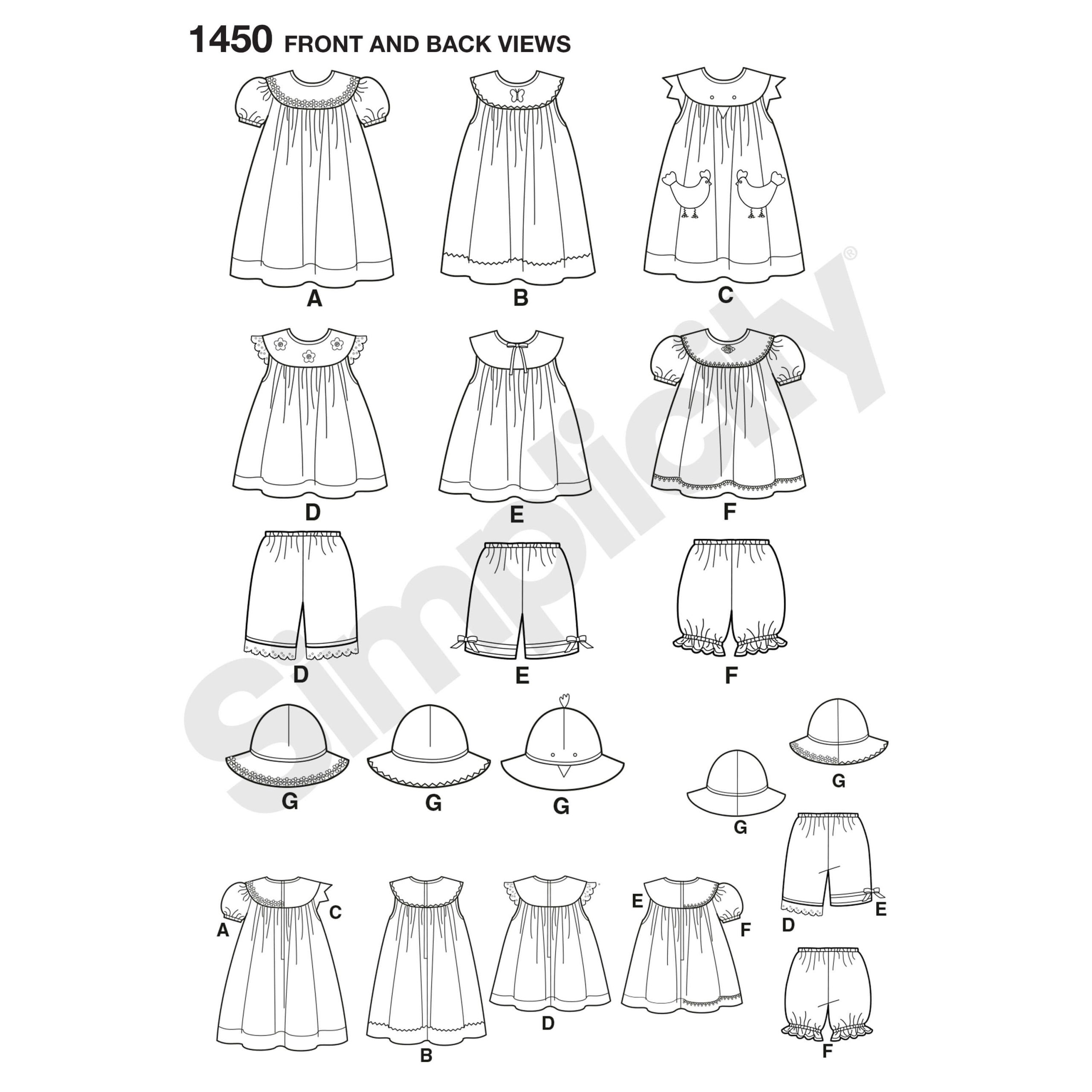 Simplicity Sewing Pattern 1450 Toddlers’ Dress, Top, Panties and Hat ...