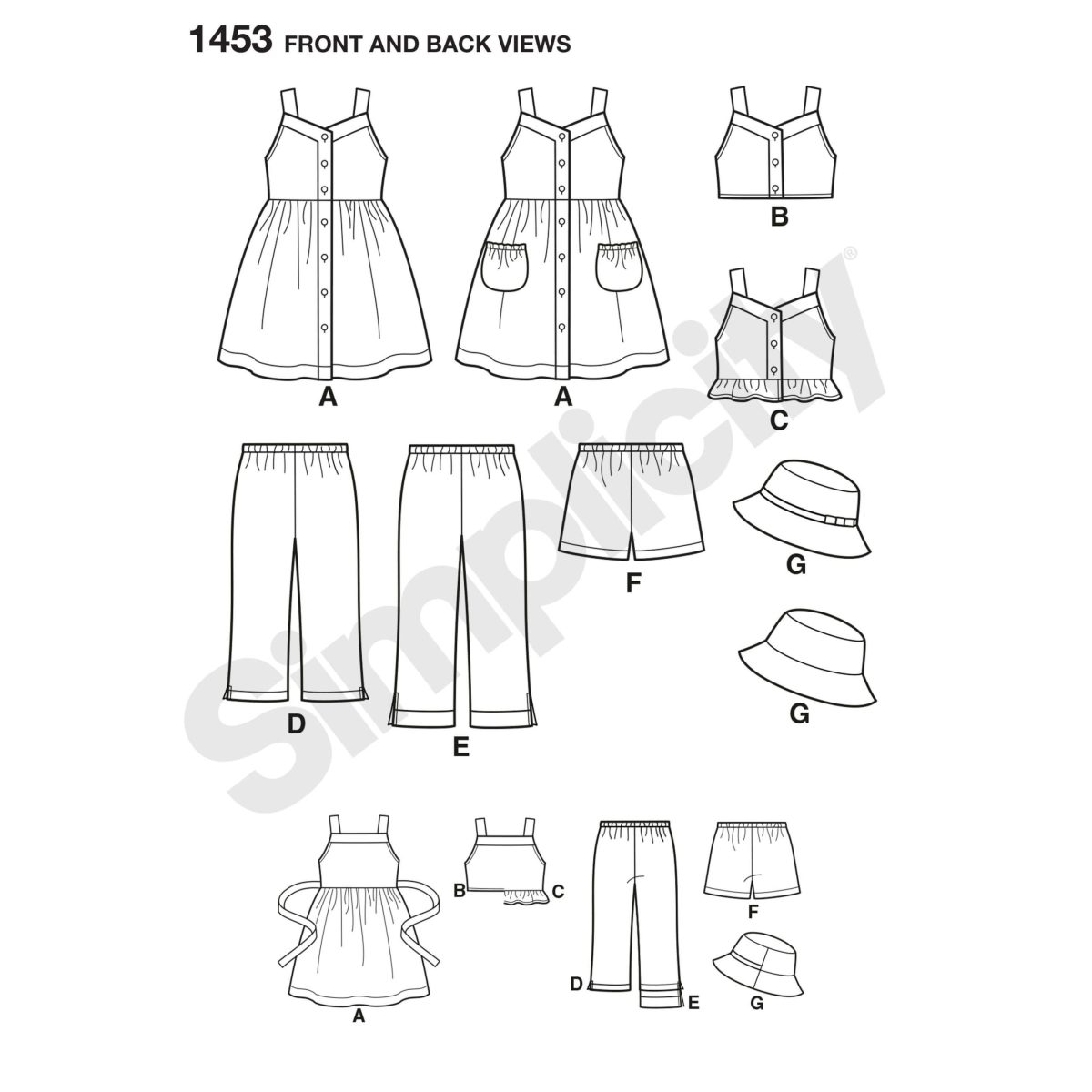 Simplicity Sewing Pattern 1453 Child’s Dress, Top, Trousers or Shorts ...