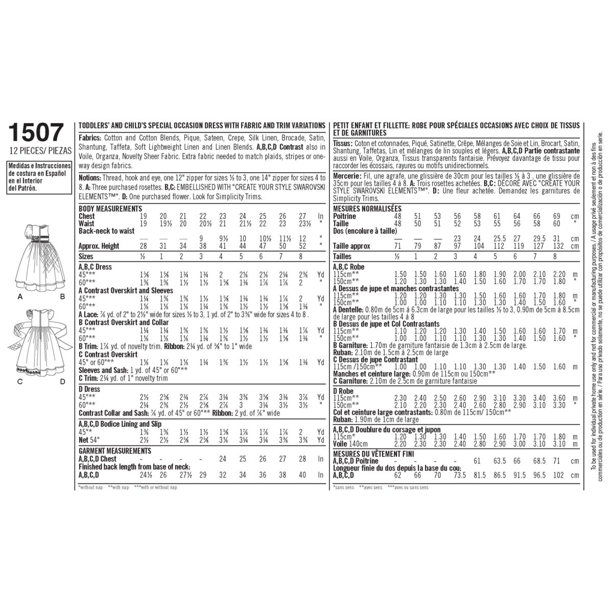 Simplicity Sewing Pattern 1507 Toddlers’ and Child’s Special Occasion ...