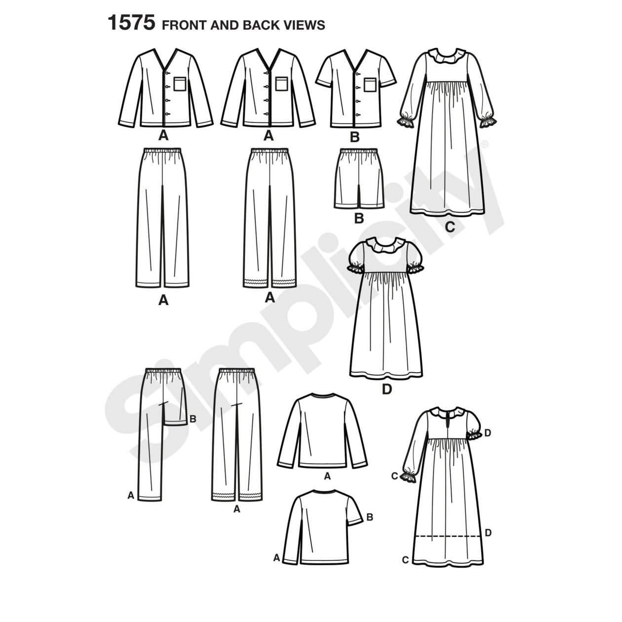 Simplicity Sewing Pattern 1575 Child’s, Girl’s and Boy’s Loungewear ...