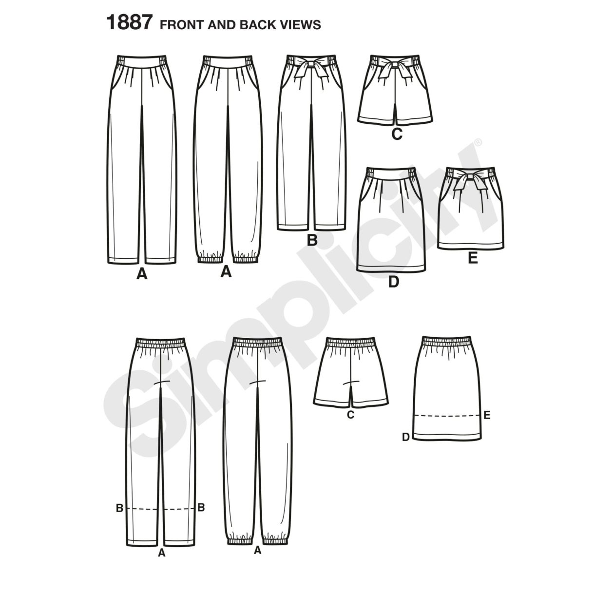 Simplicity Sewing Pattern 1887 Misses’ Trousers & Skirts - Sewdirect ...