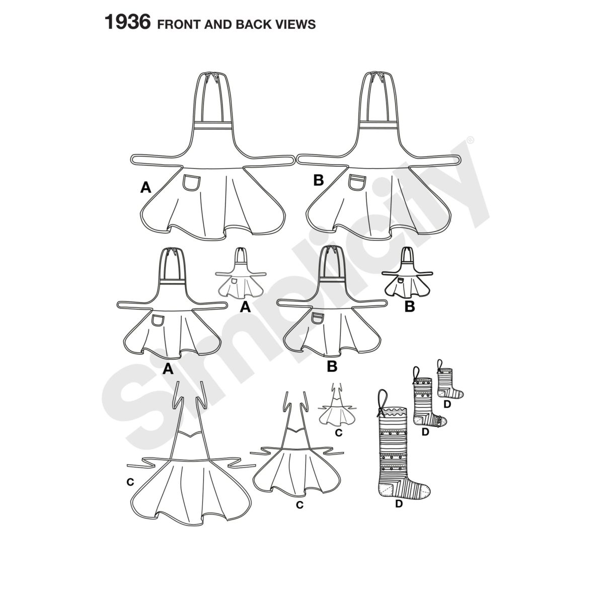 Simplicity Sewing Pattern 1936 Child’s & Women’s Aprons - Sewdirect Australia