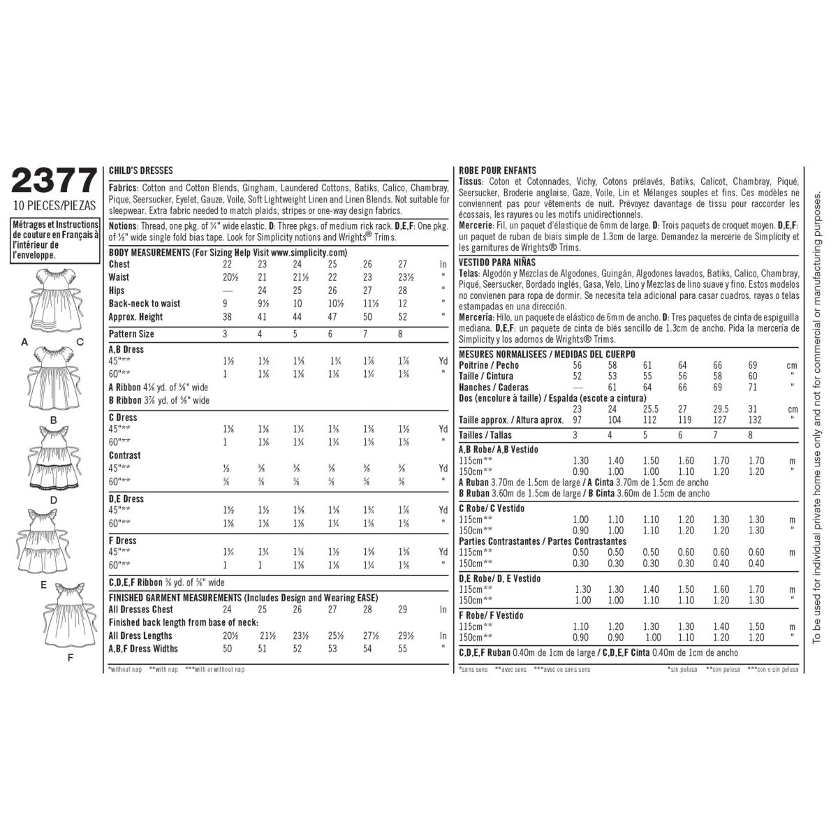 Simplicity Sewing Pattern 2377 Child’s Dresses - Sewdirect Australia