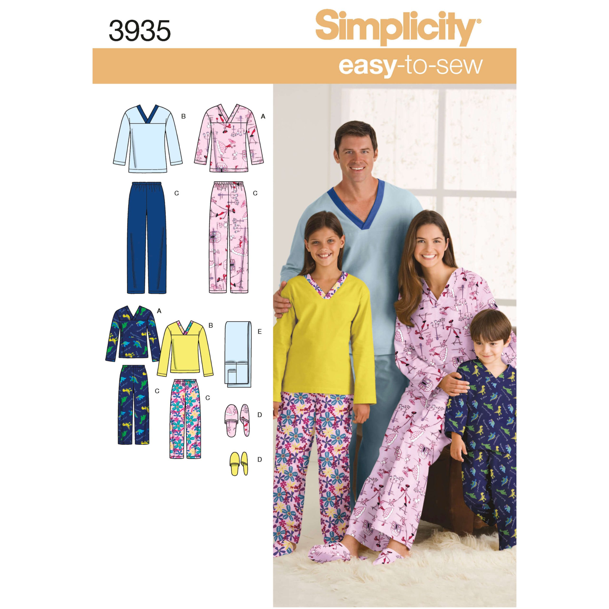 Simplicity Sewing Pattern 3935 Child, Teen & Adult Sleepwear ...