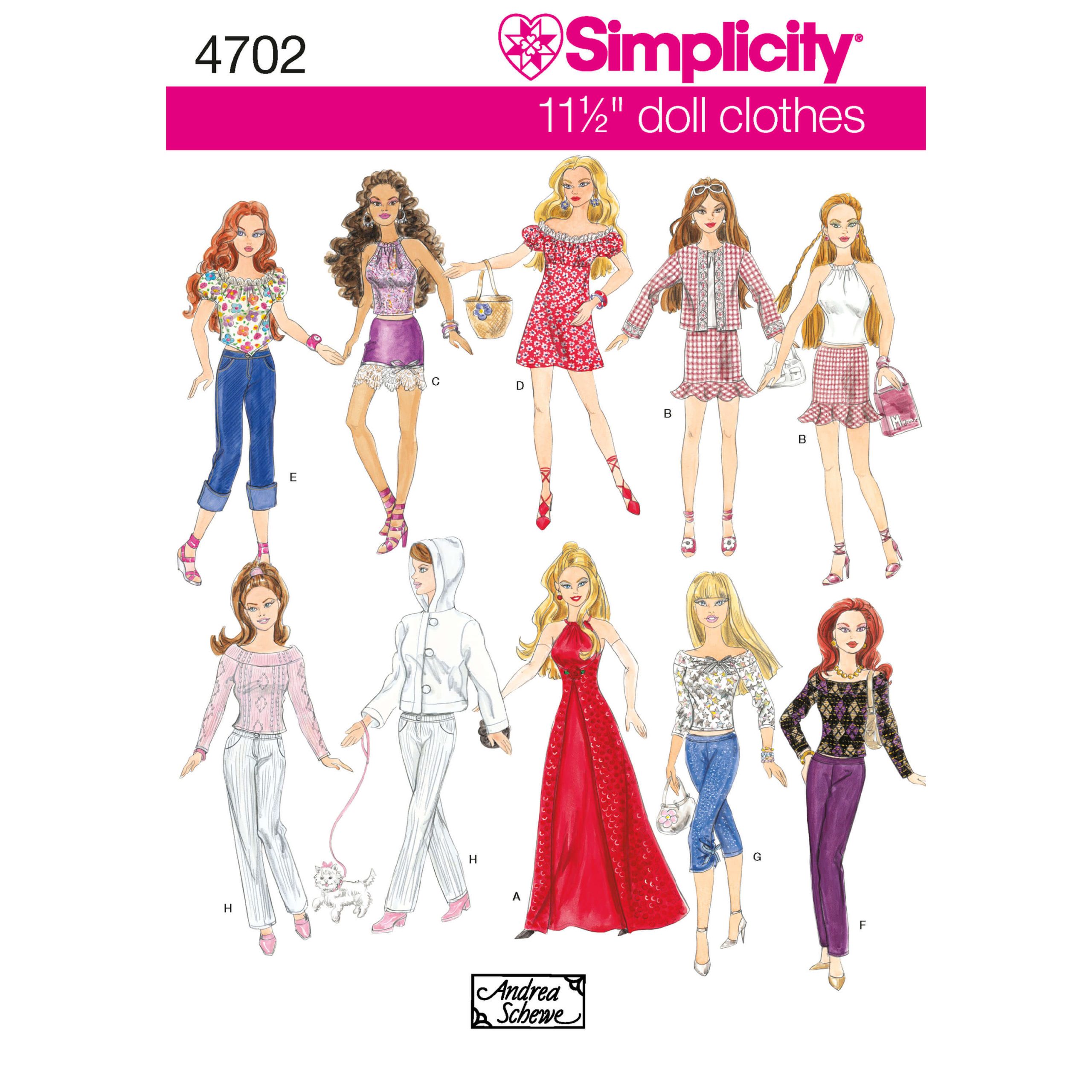 Simplicity Sewing Pattern 4702 Doll Clothes - Sewdirect Australia