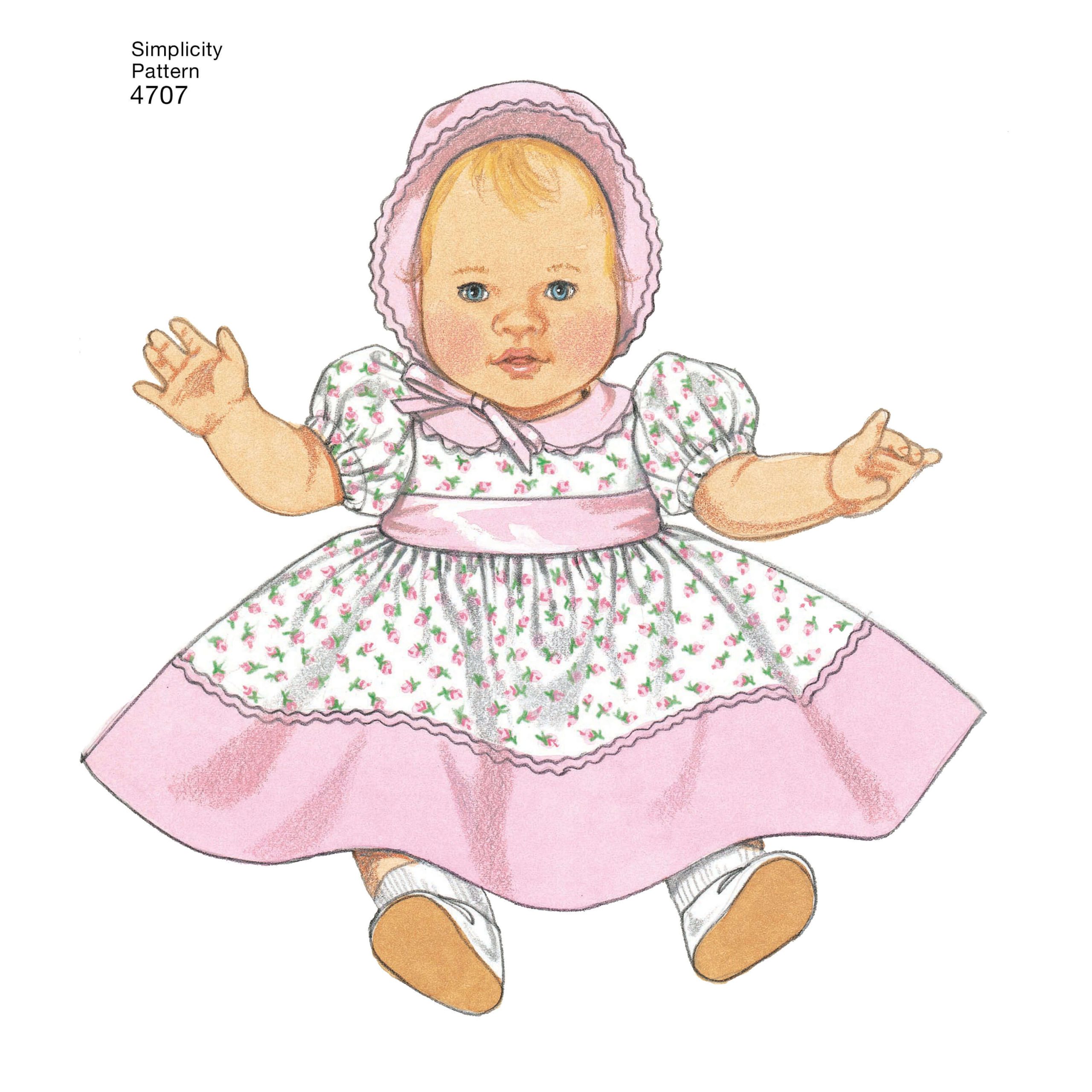 Simplicity Sewing Pattern 4707 15″ Baby Doll Clothes - Sewdirect Australia