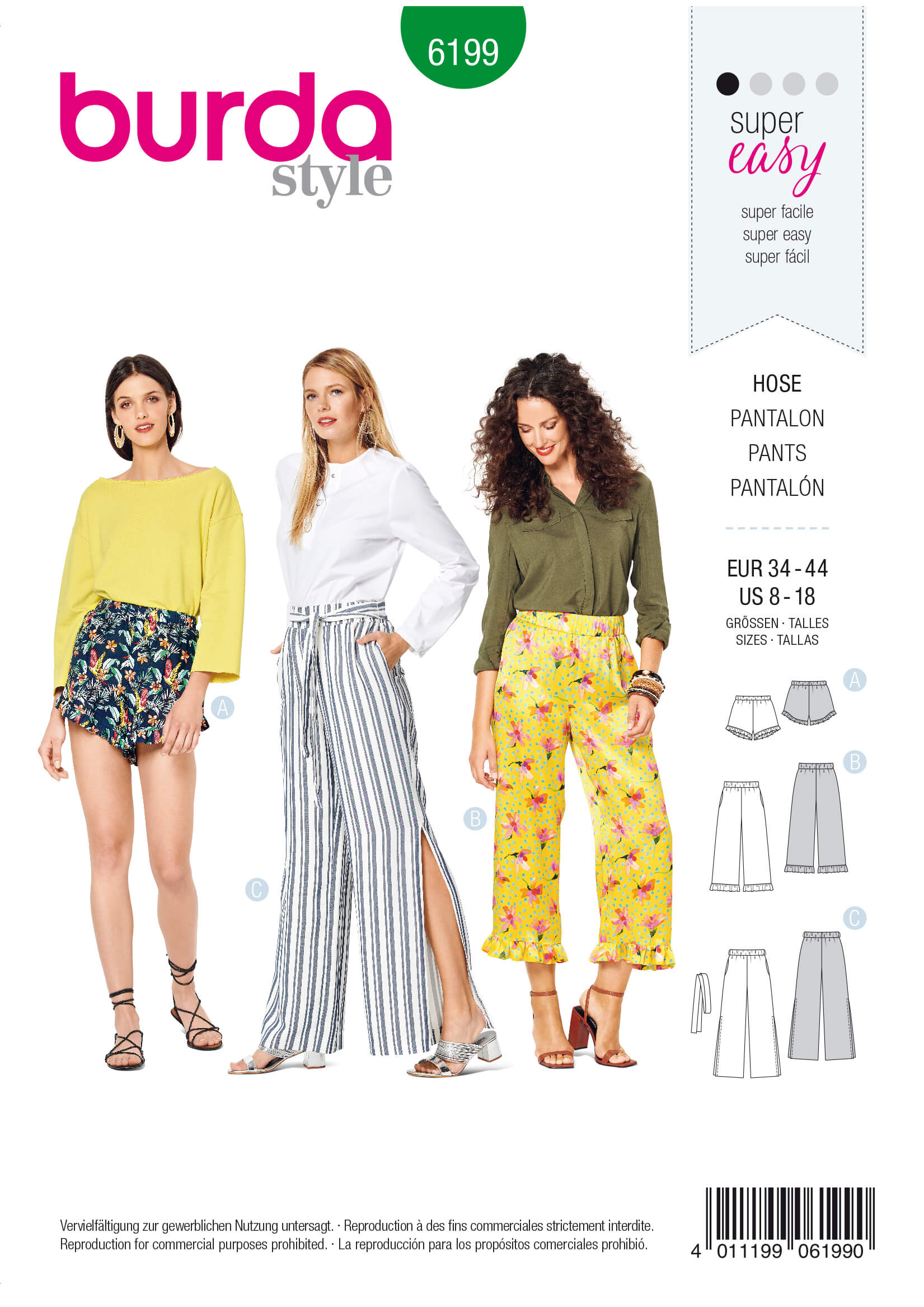 Burda Style pattern B6199 Misses’ Pull-on Pants & Shorts - Sewdirect ...