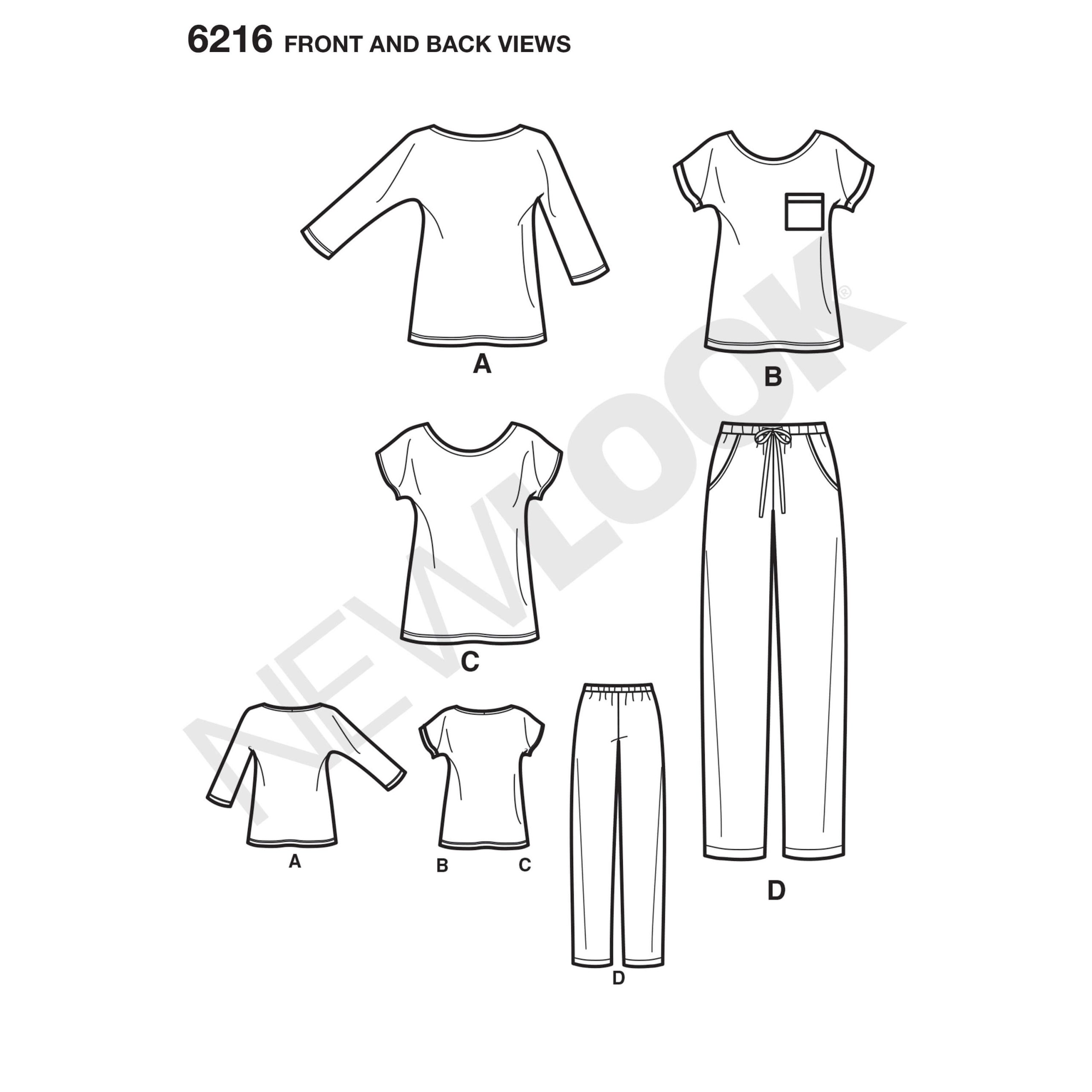 New Look Sewing Pattern N6216 Misses’ Knit Tops and Trousers ...