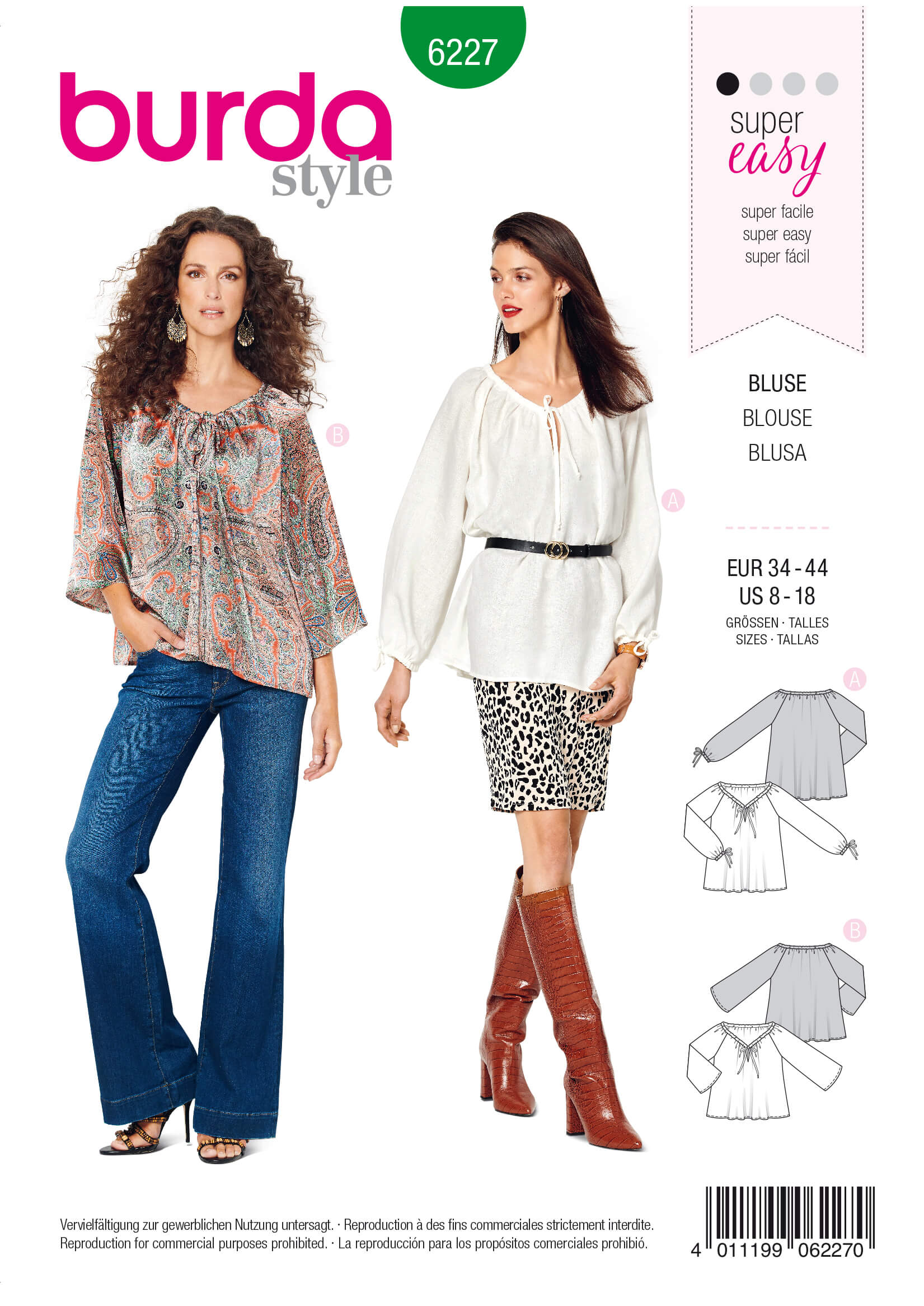Burda Style pattern B6227 Misses’ Blouse With Drawstring Neckline ...