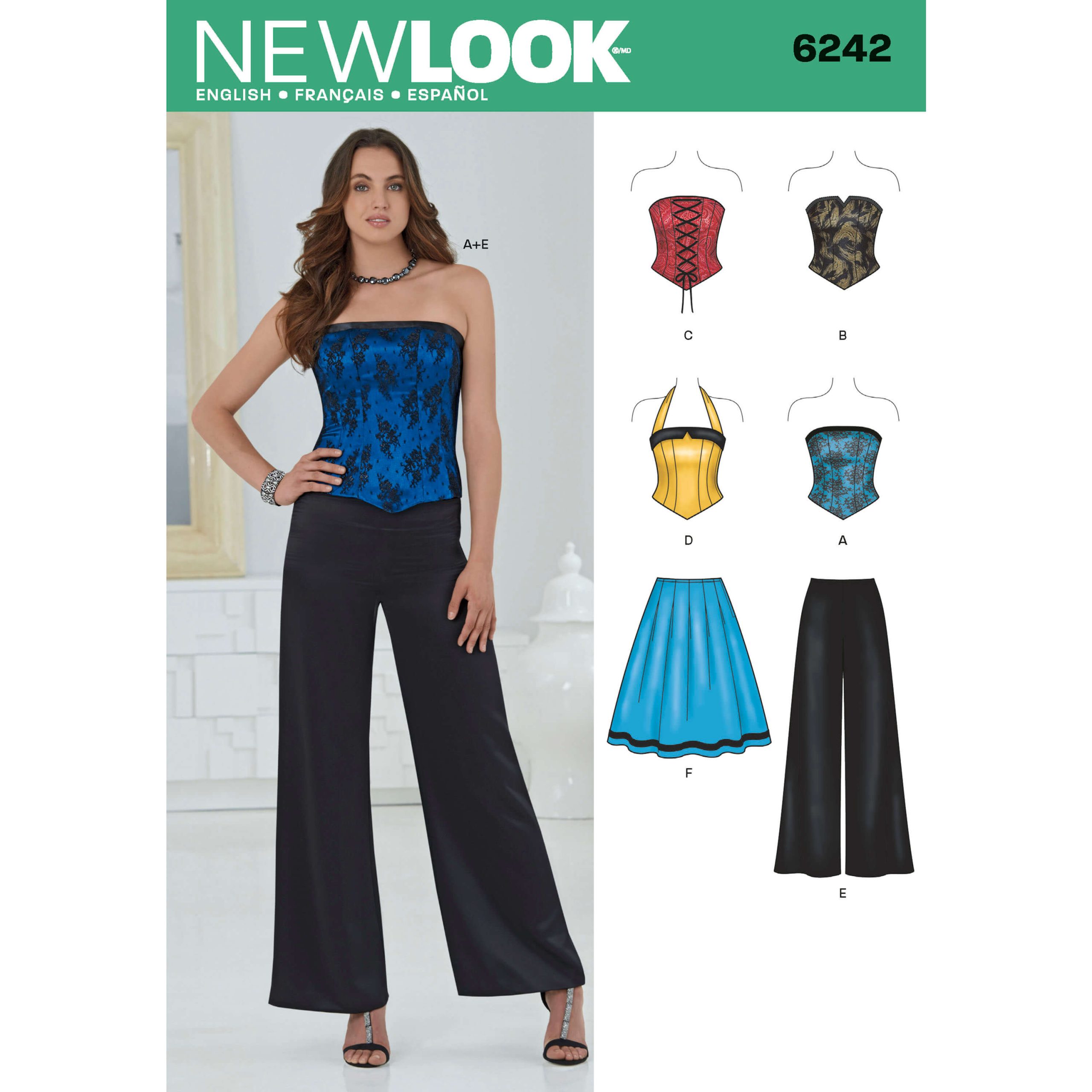 New Look Sewing Pattern N6242 Misses’ Corset Top, Trousers and Skirt ...