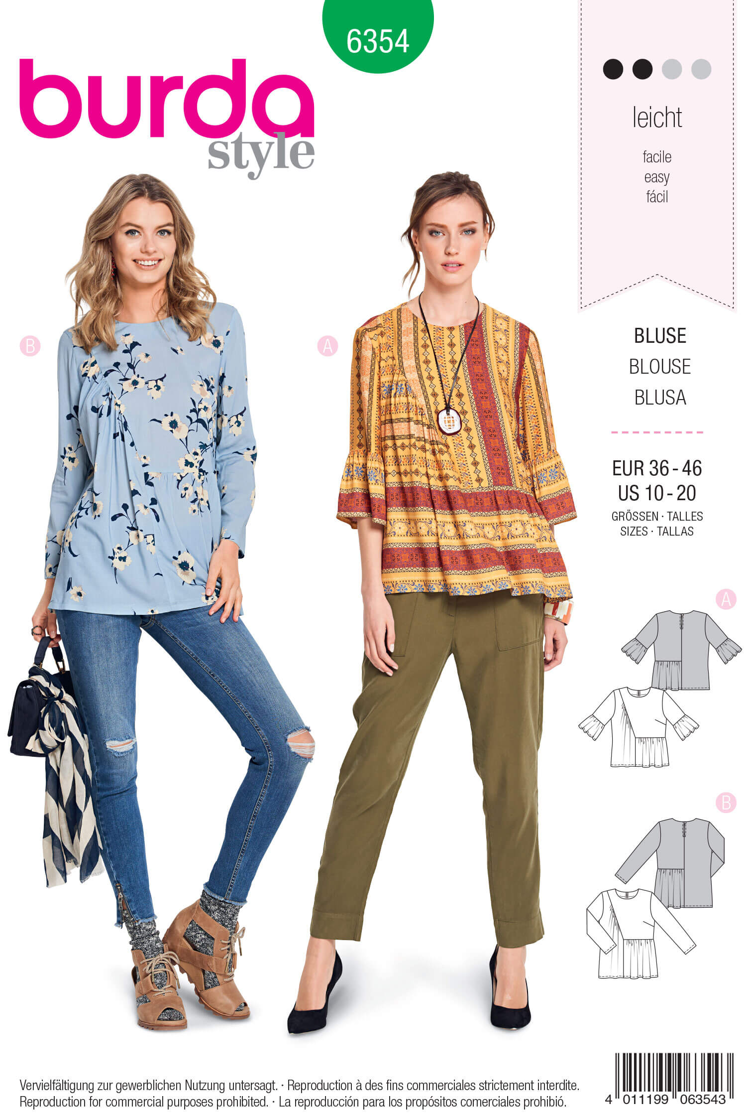 Burda Style Pattern B6354 Women’s Blouse - Sewdirect Australia