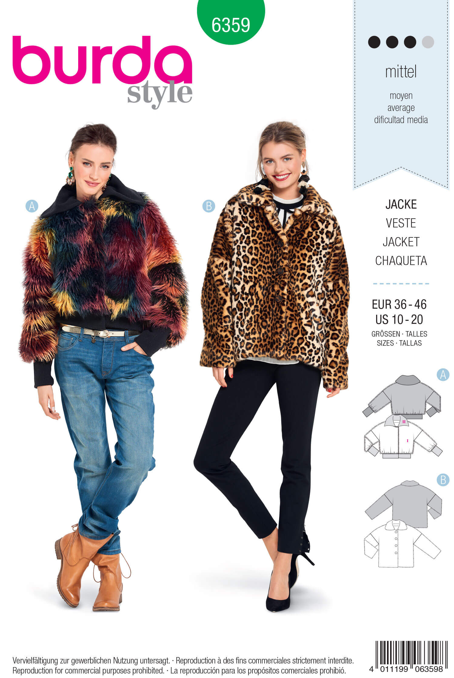 Burda Style Pattern B6359 Women’s Fur Coat - Sewdirect Australia