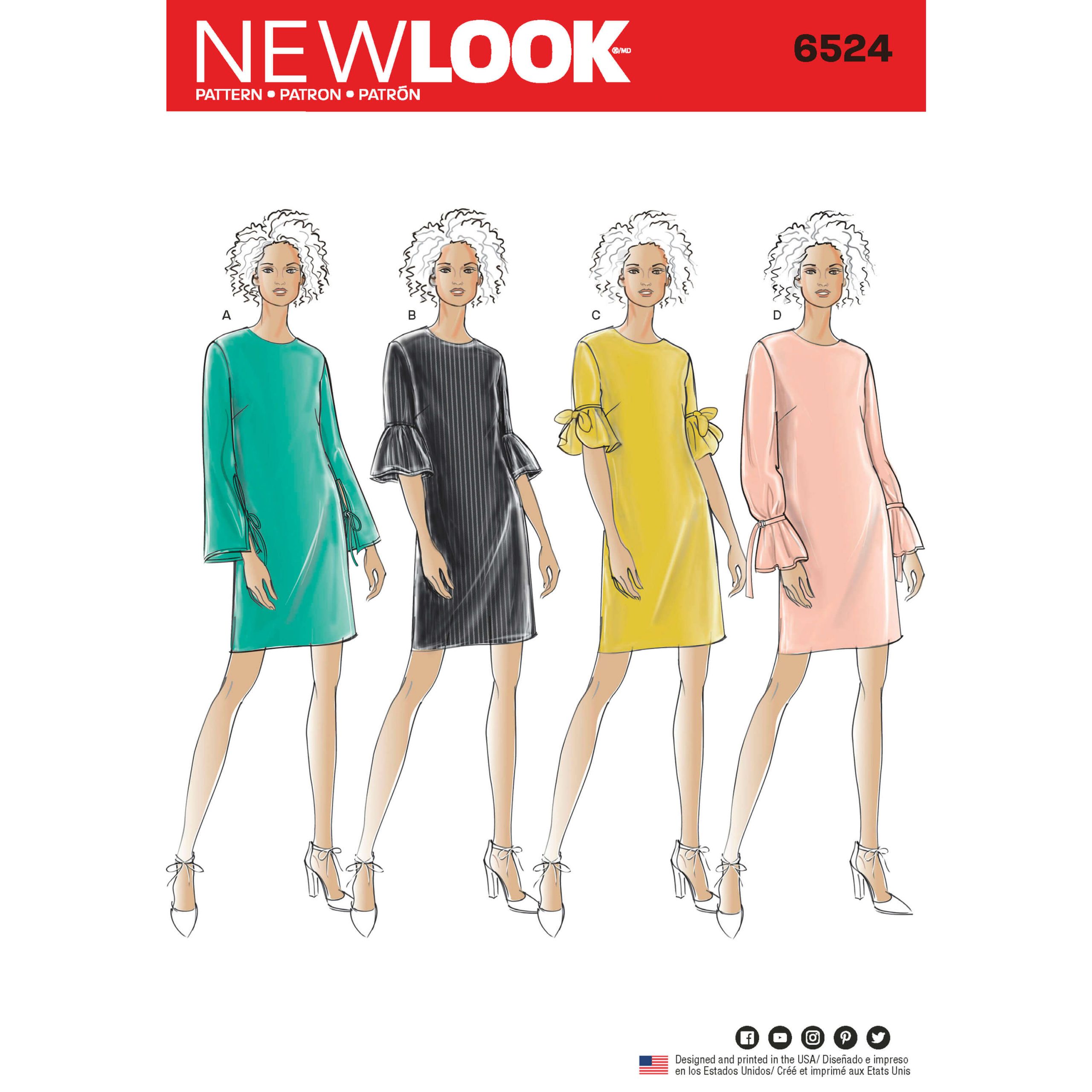New Look Pattern 6524 Miss Dress with Sleeve Variations - Sewdirect ...