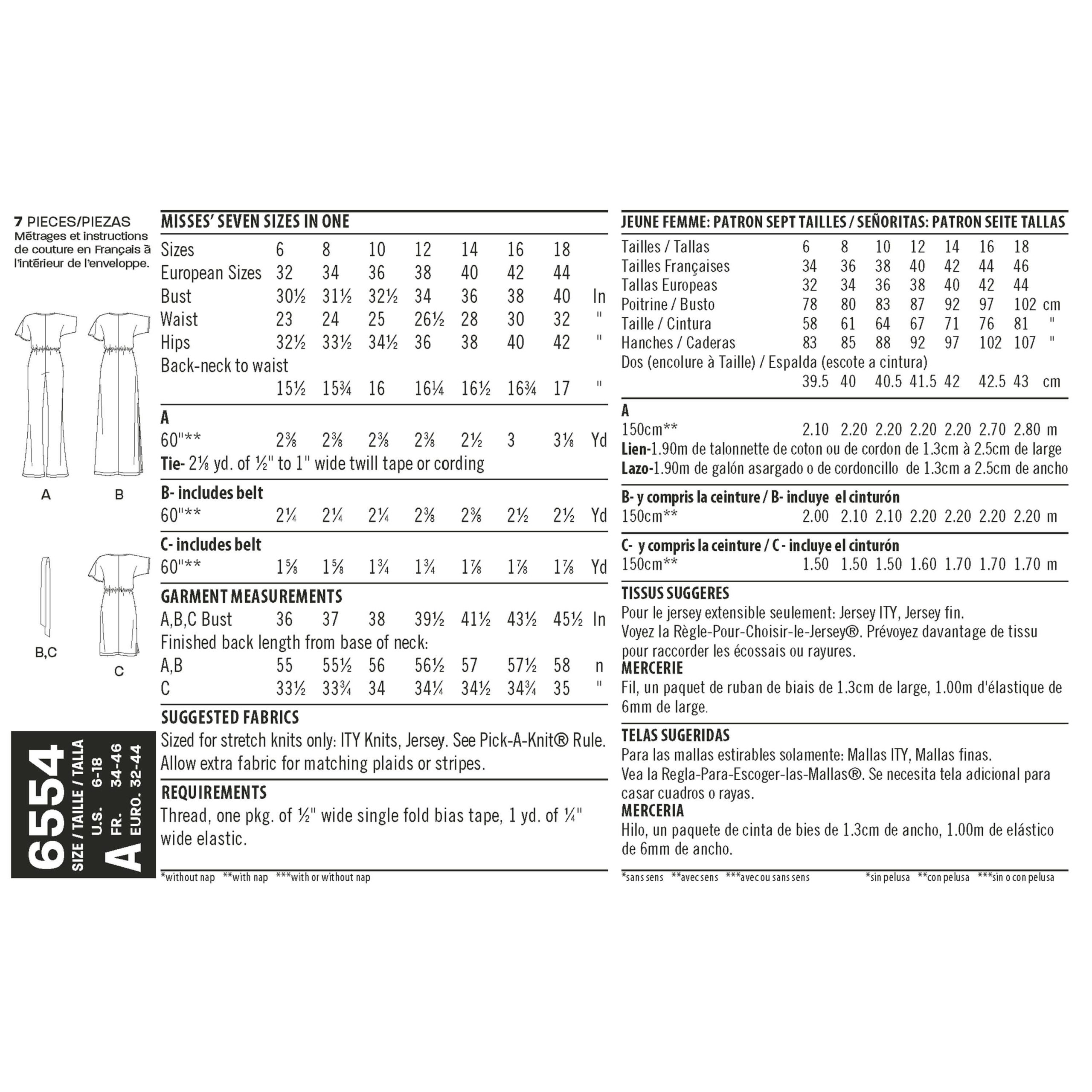 New Look Pattern 6554 Misses’ Knit Jumpsuit and Dresses - Sewdirect ...