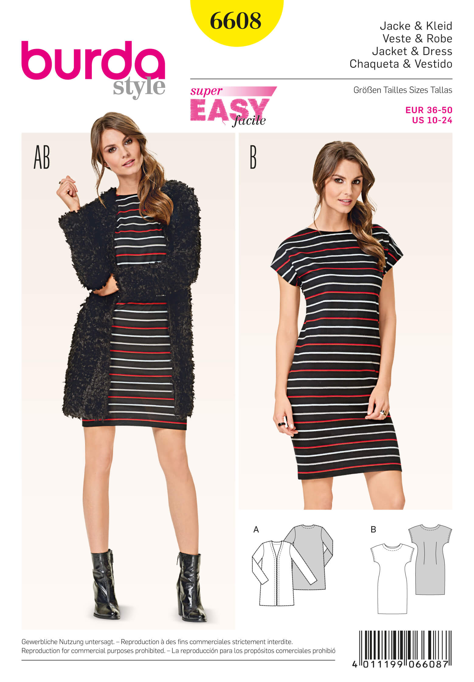 Burda Style pattern B6608 Jacket & Dress - Sewdirect Australia
