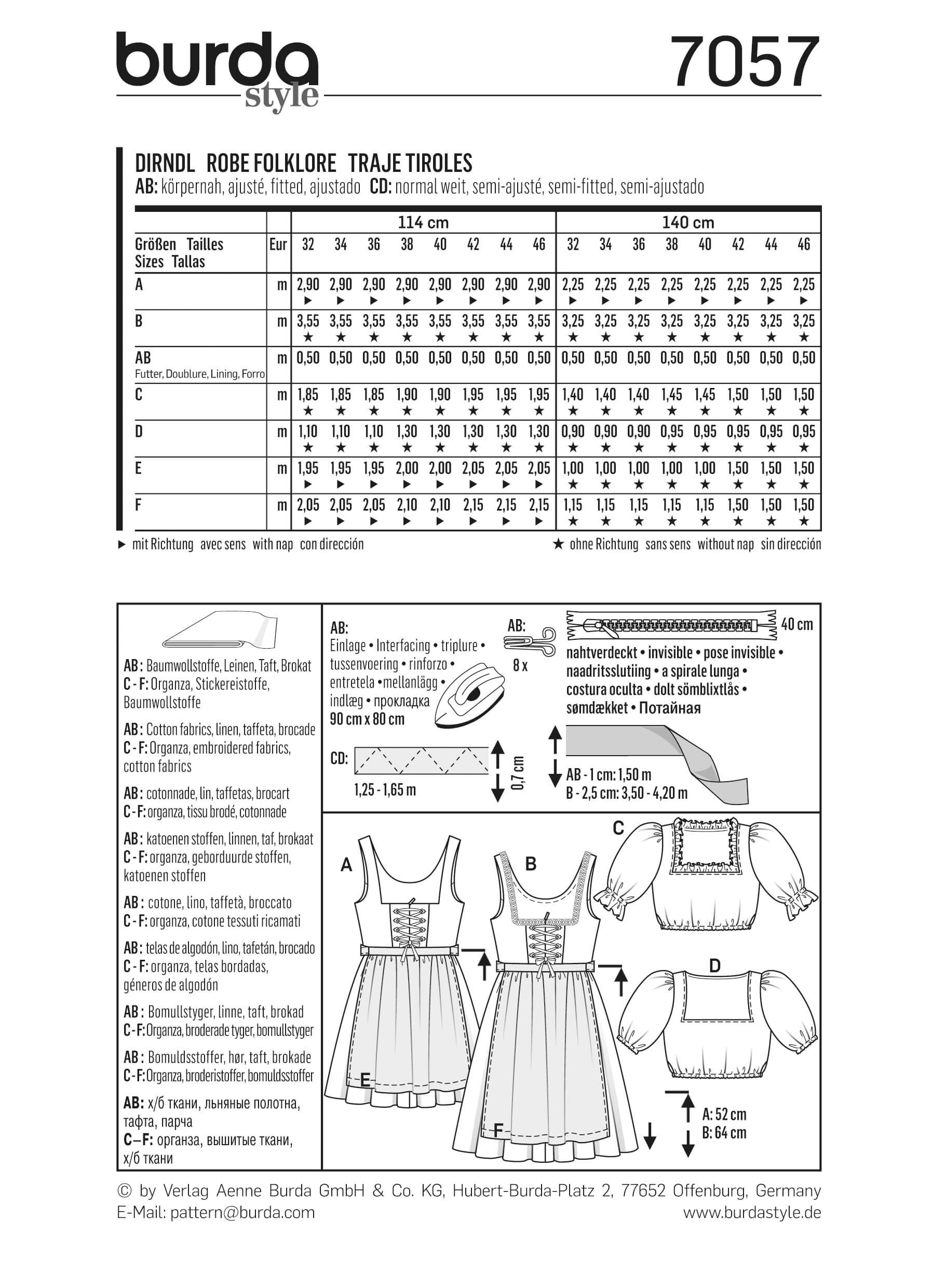 Burda B7057 Burda Style Folklore Dress Sewing Pattern - Sewdirect Australia
