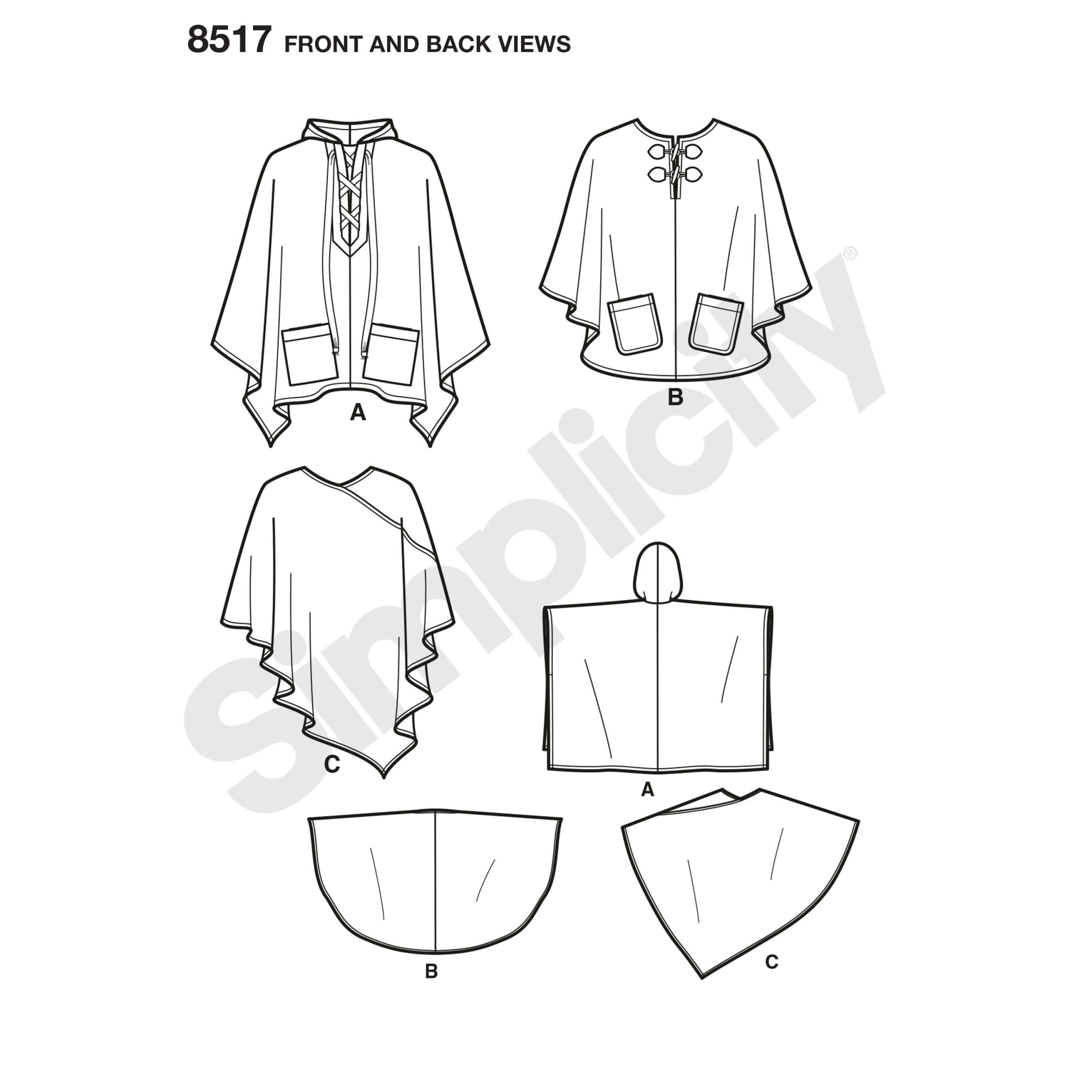 Simplicity Pattern 8517 Misses’ Set of Ponchos - Sewdirect Australia