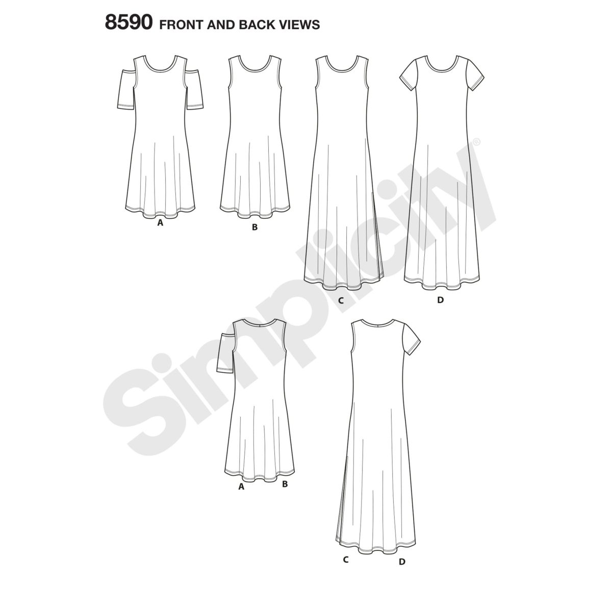 Simplicity Sewing Pattern 8590 Women’s Knit Dresses - Sewdirect Australia