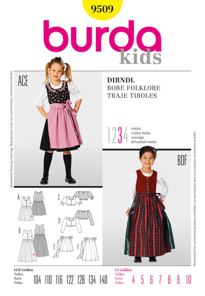 Burda B9509 Dirndl Dress Sewing Pattern - Sewdirect Australia