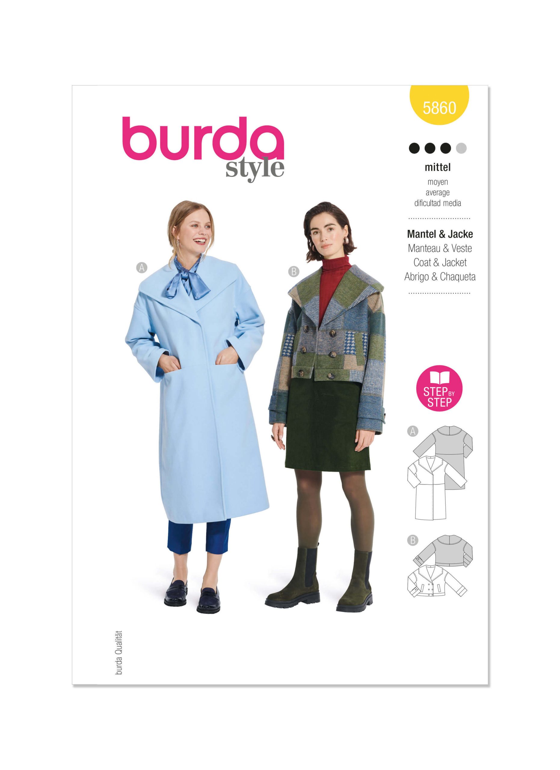 Burda Style Pattern B5860 Misses’ Jacket & Coat - Sewdirect Australia
