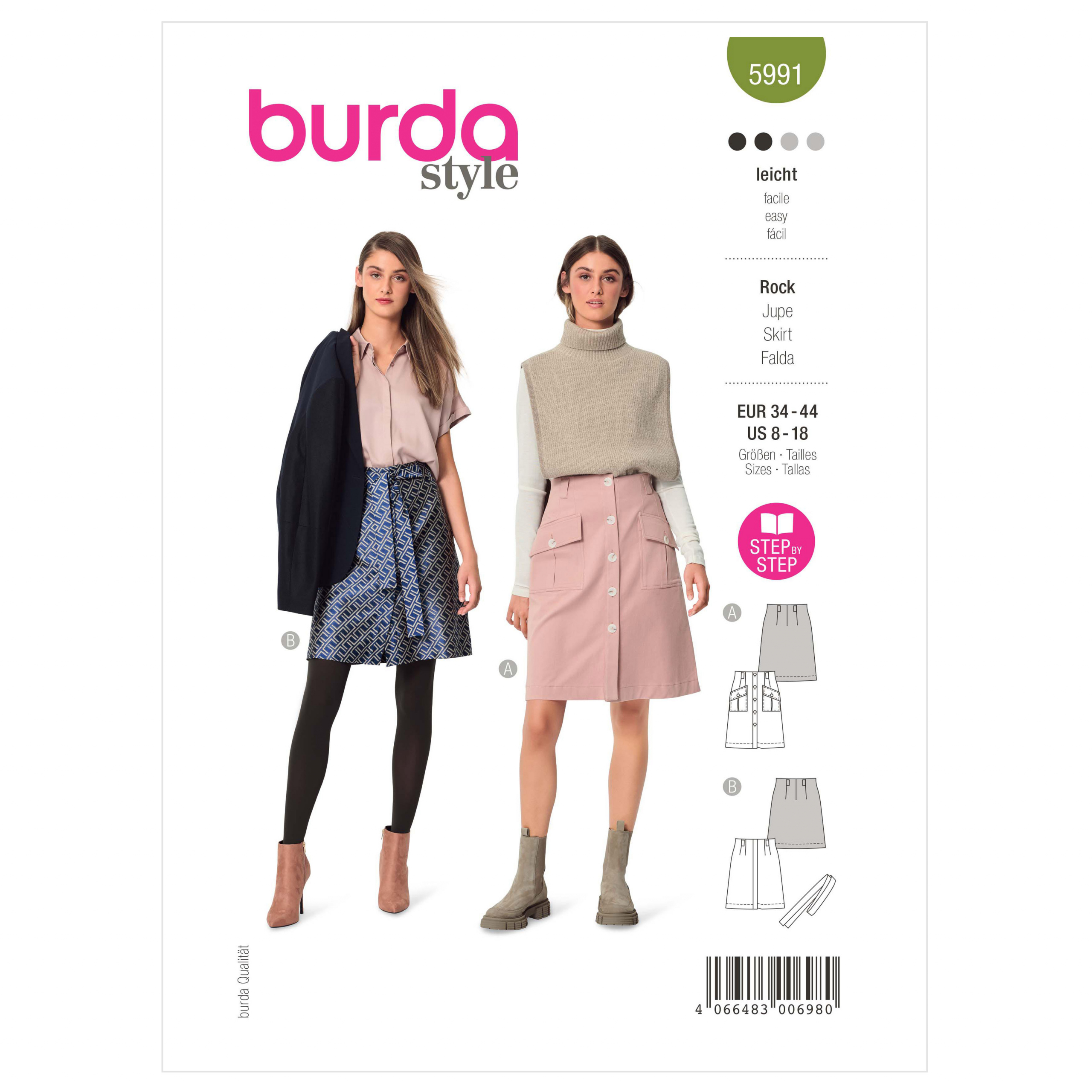Burda Style Pattern B5991 Misses’ Front Fastening Skirt - Sewdirect Australia