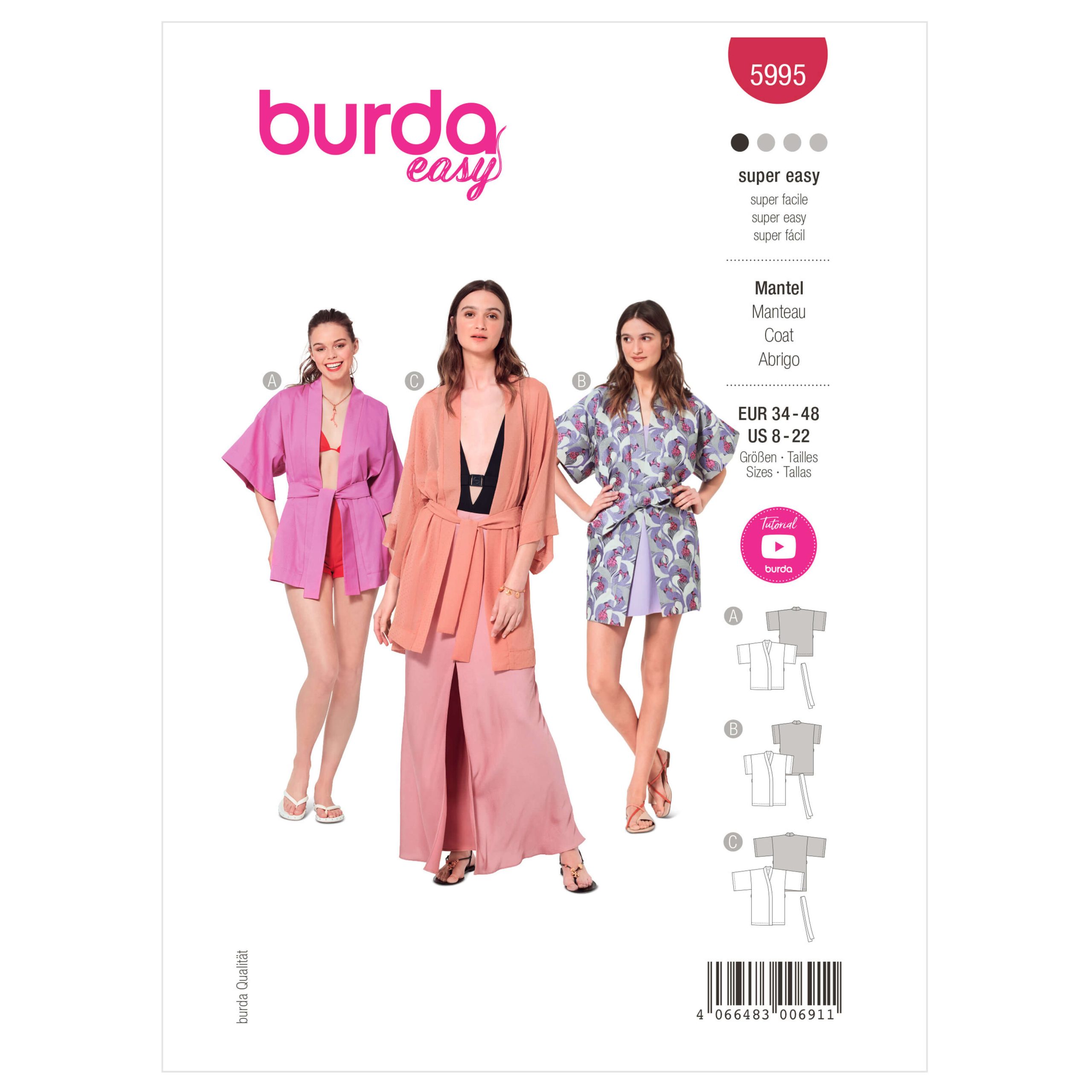 Burda Style pattern B5995 Misses’ Jacket - Sewdirect Australia