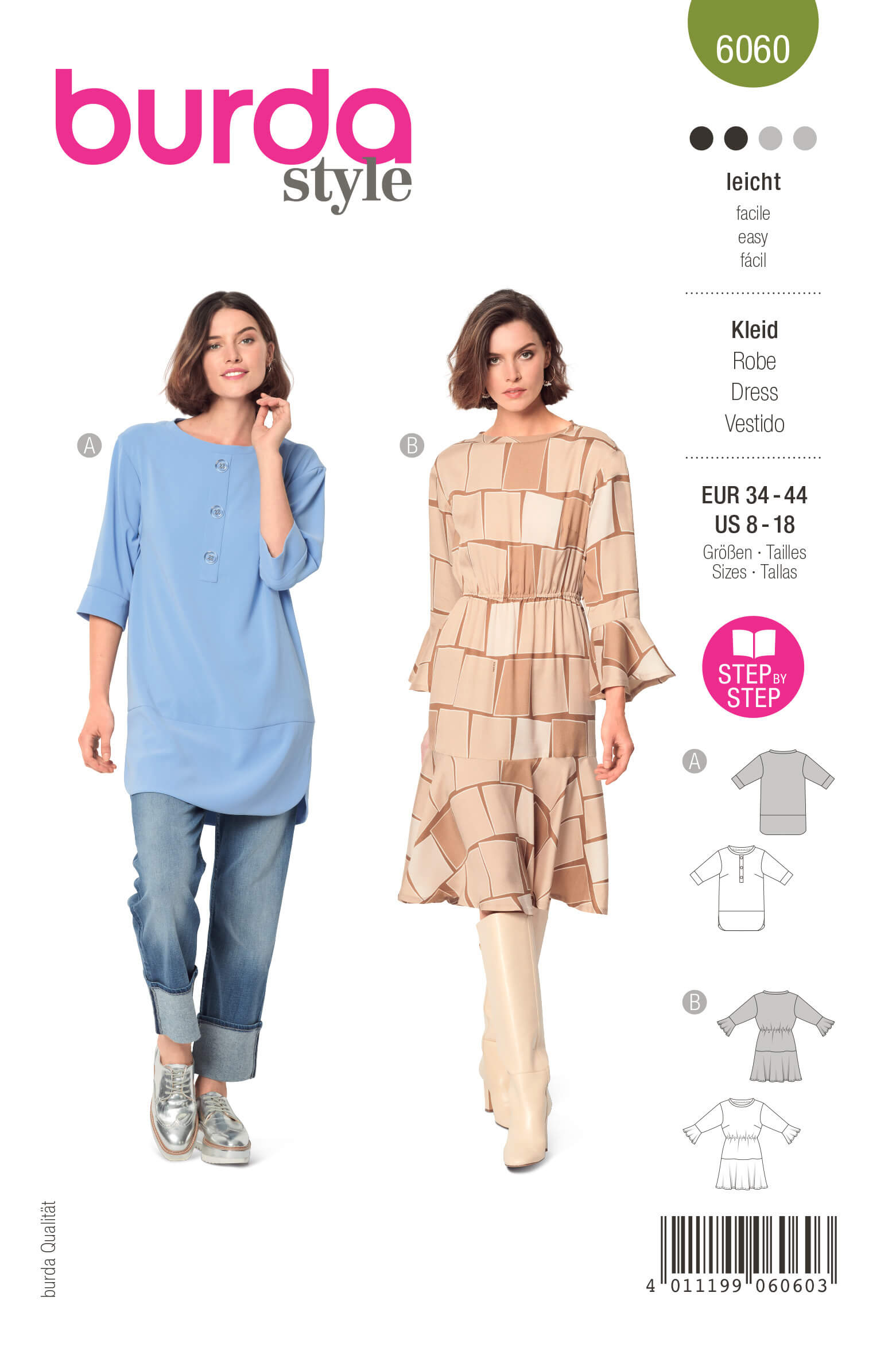 Burda Style pattern B6060 Misses’ Tunic Top and Dress - Sewdirect Australia