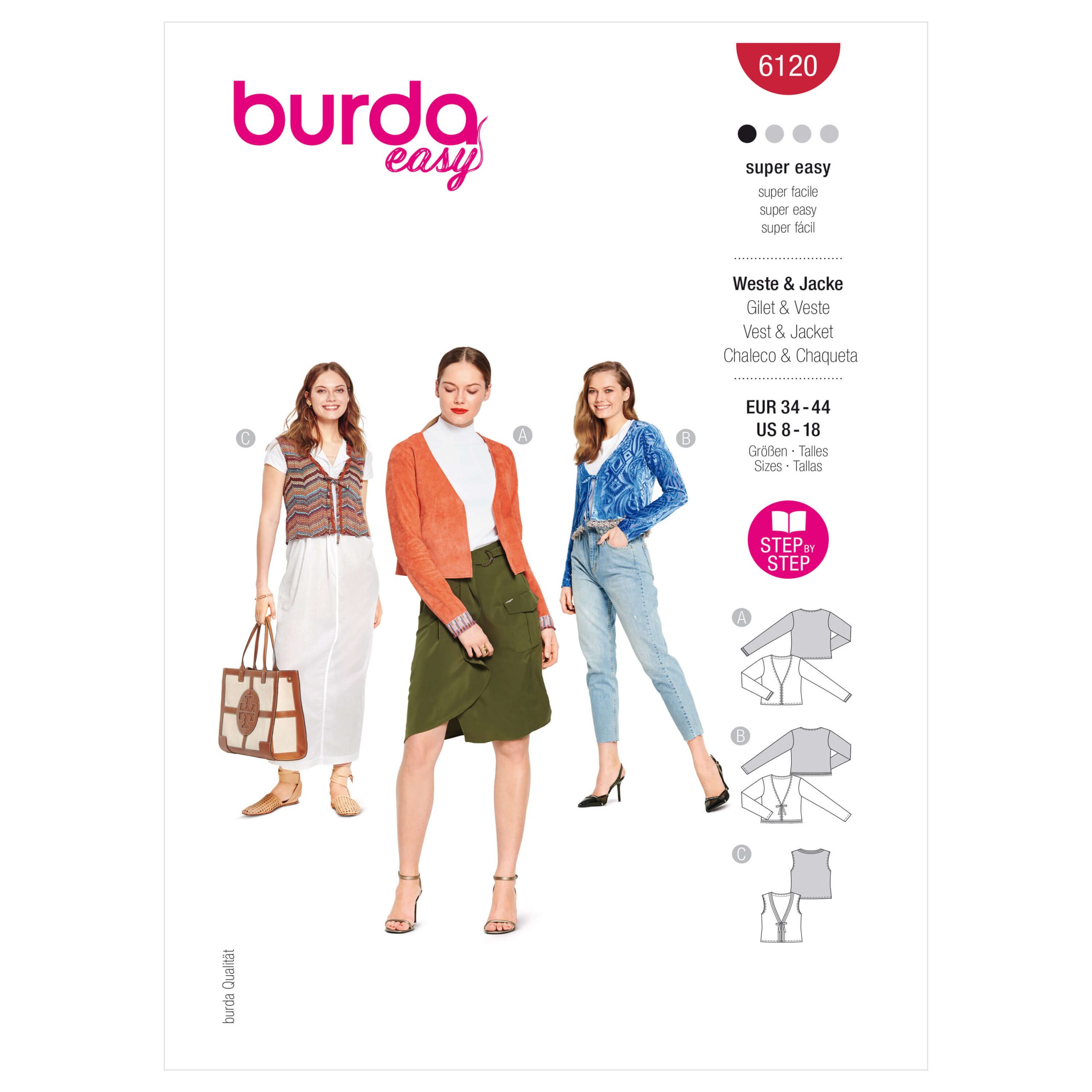 Burda Style pattern B6120 Misses’ Cardigan Jacket and Waistcoat ...