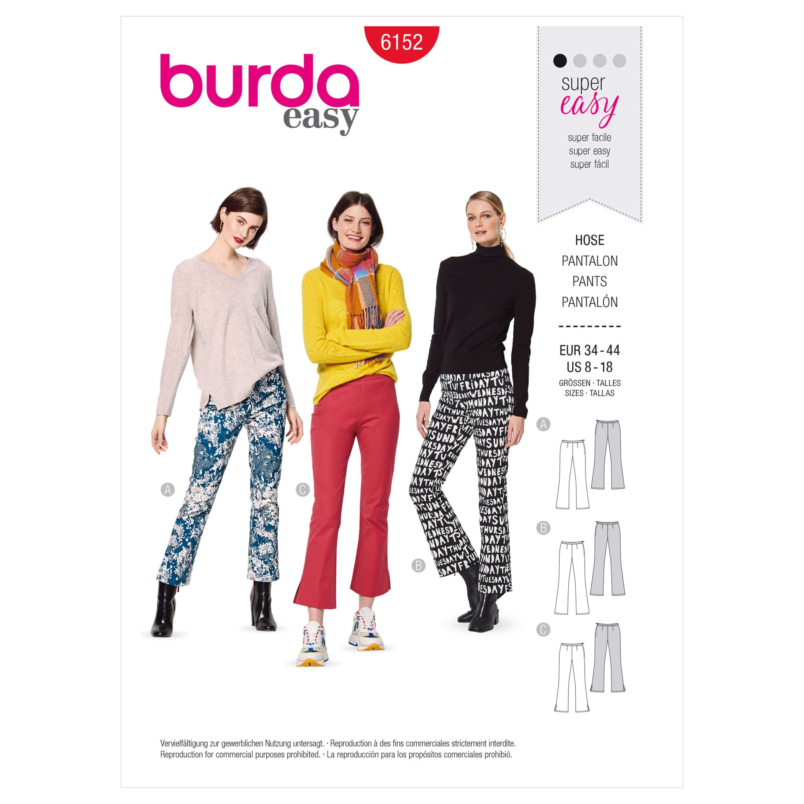 Burda Style pattern B6152 Misses’ Flared Trousers - Sewdirect Australia
