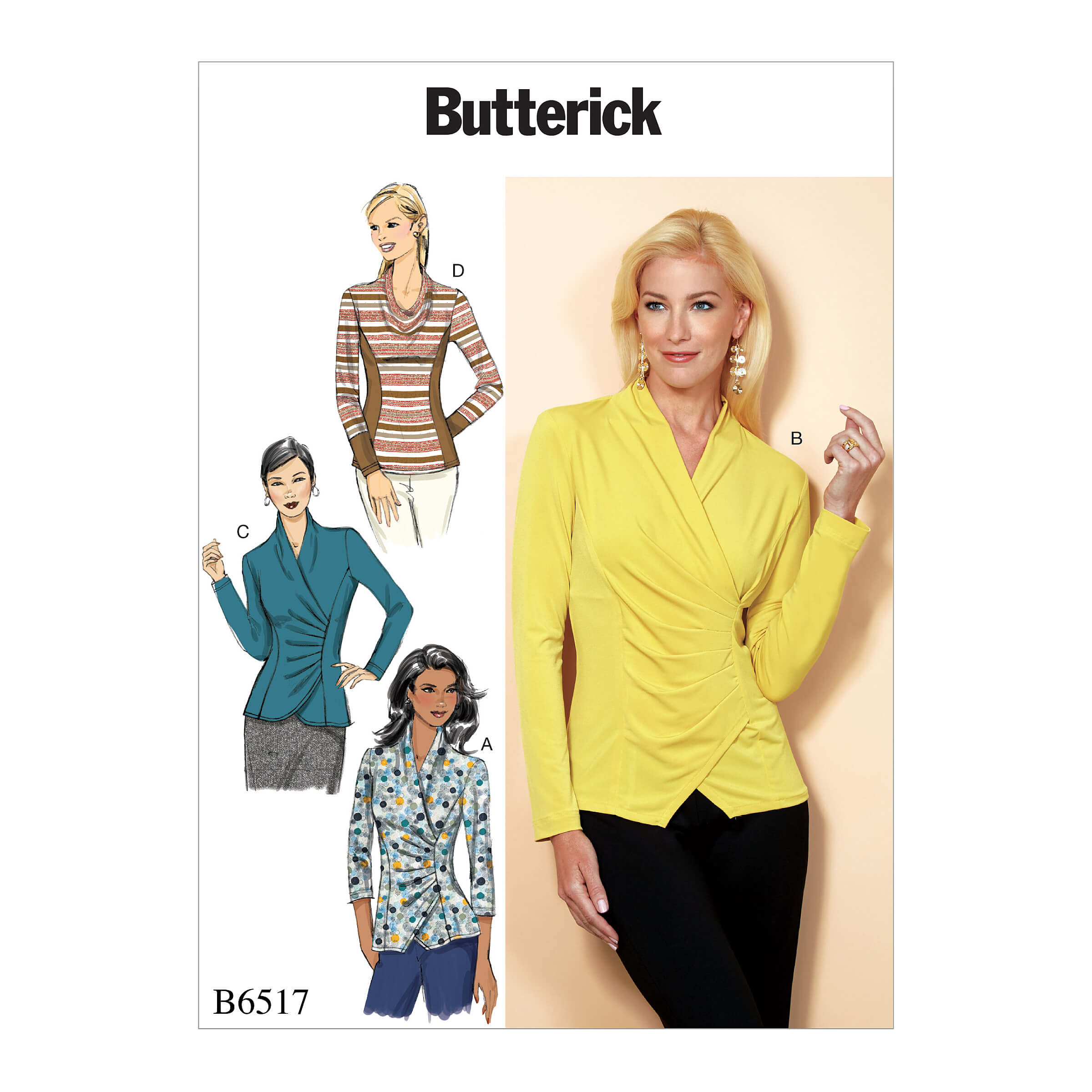 Butterick Sewing Pattern B6517 Misses’ Top with Pleat and Options ...