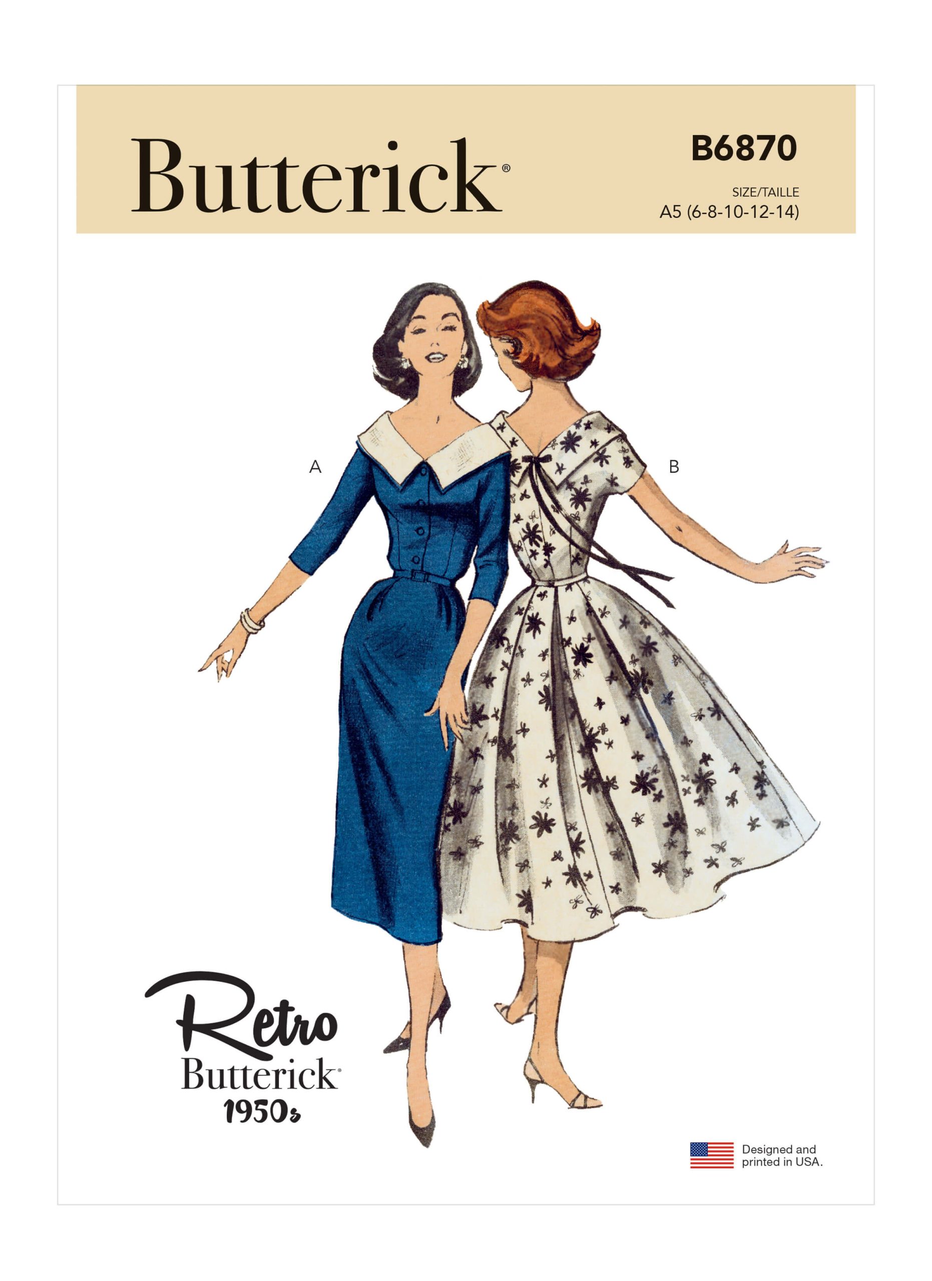 Butterick Sewing Pattern B6870 1950s Vintage Misses’ Dress and Belt ...