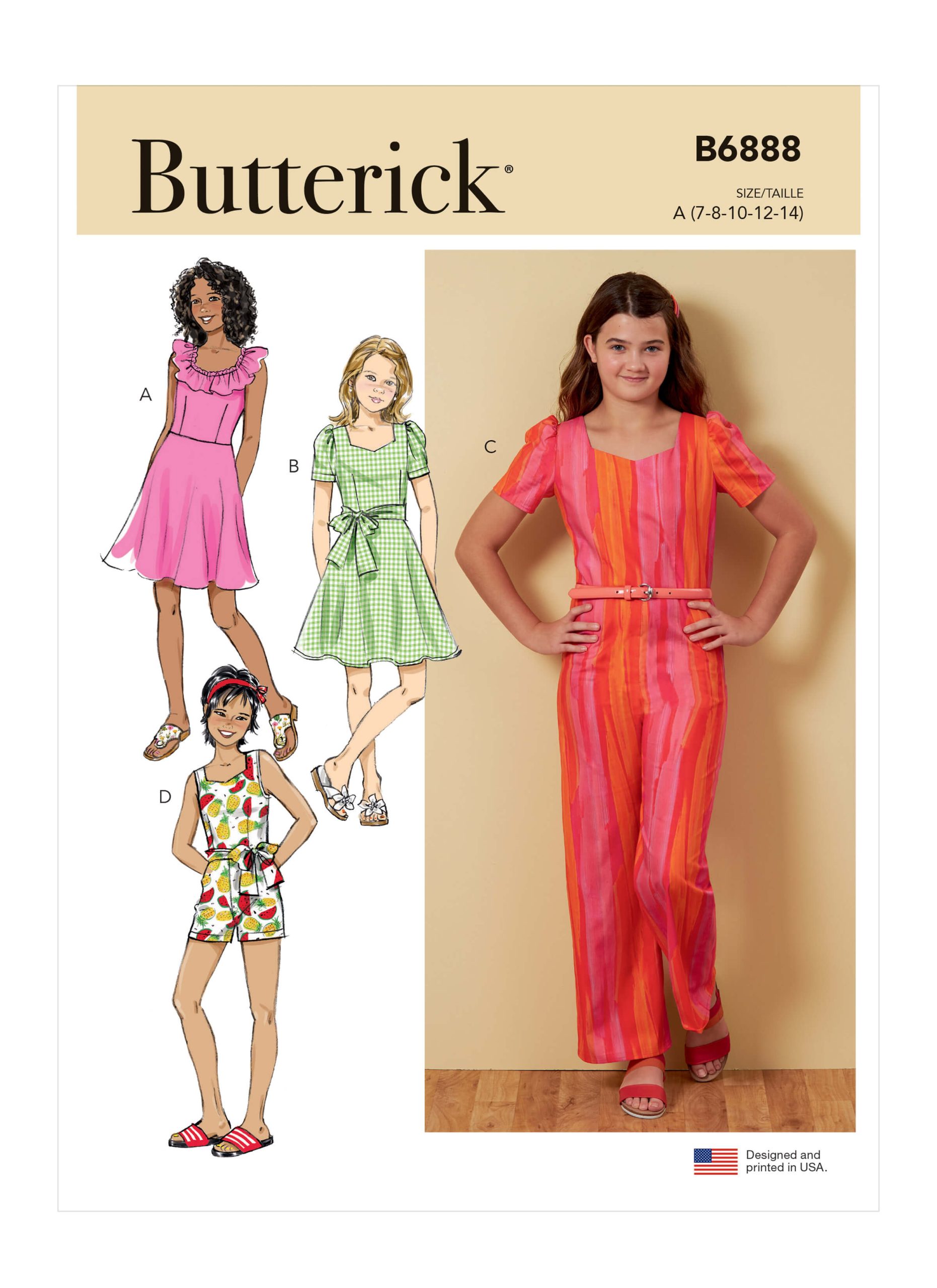 Butterick Sewing Pattern B6888 Girls’ Dress, Jumpsuit, Romper and Sash ...