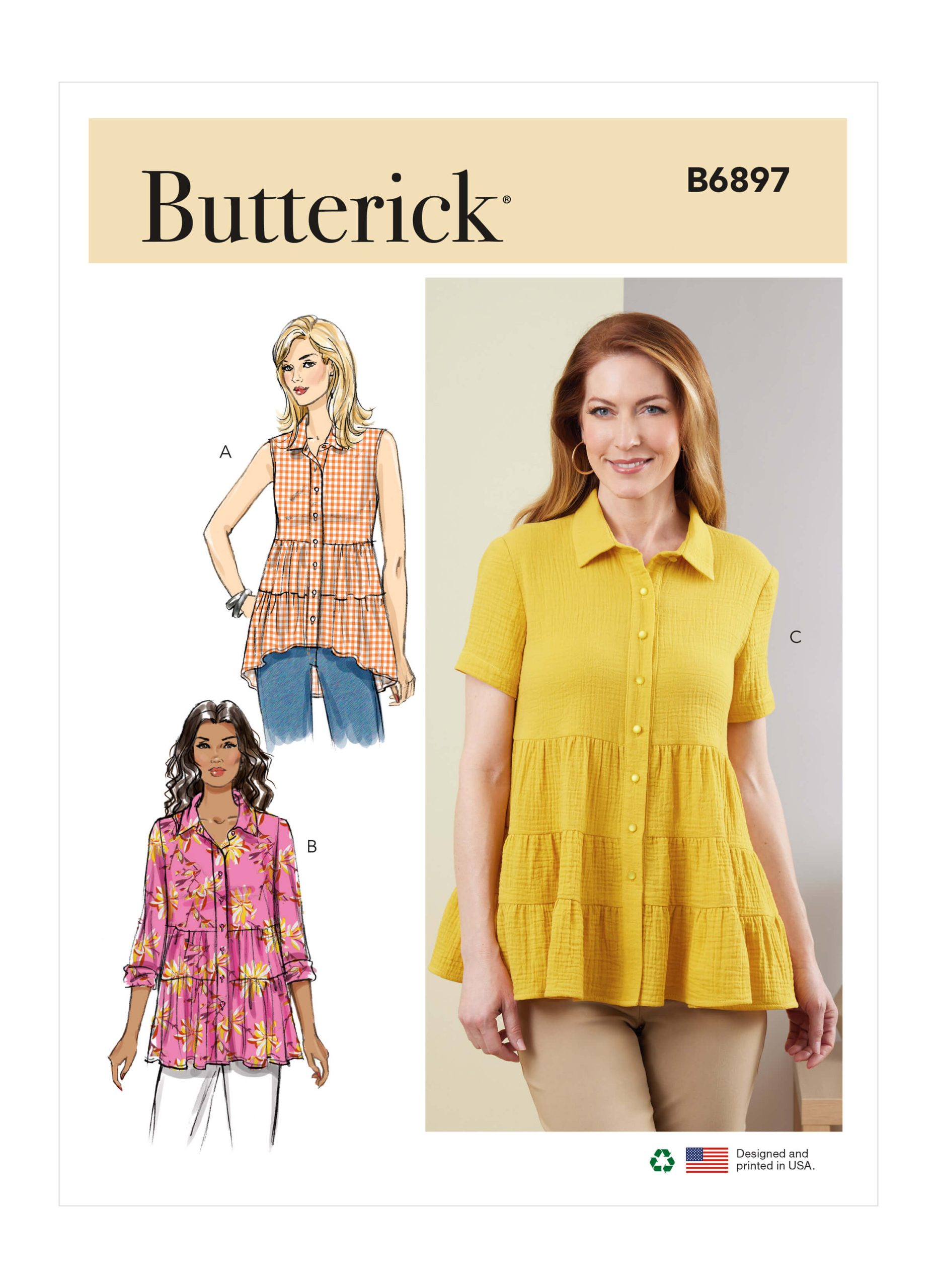 Butterick Sewing Pattern B6897 Misses’ Top - Sewdirect Australia