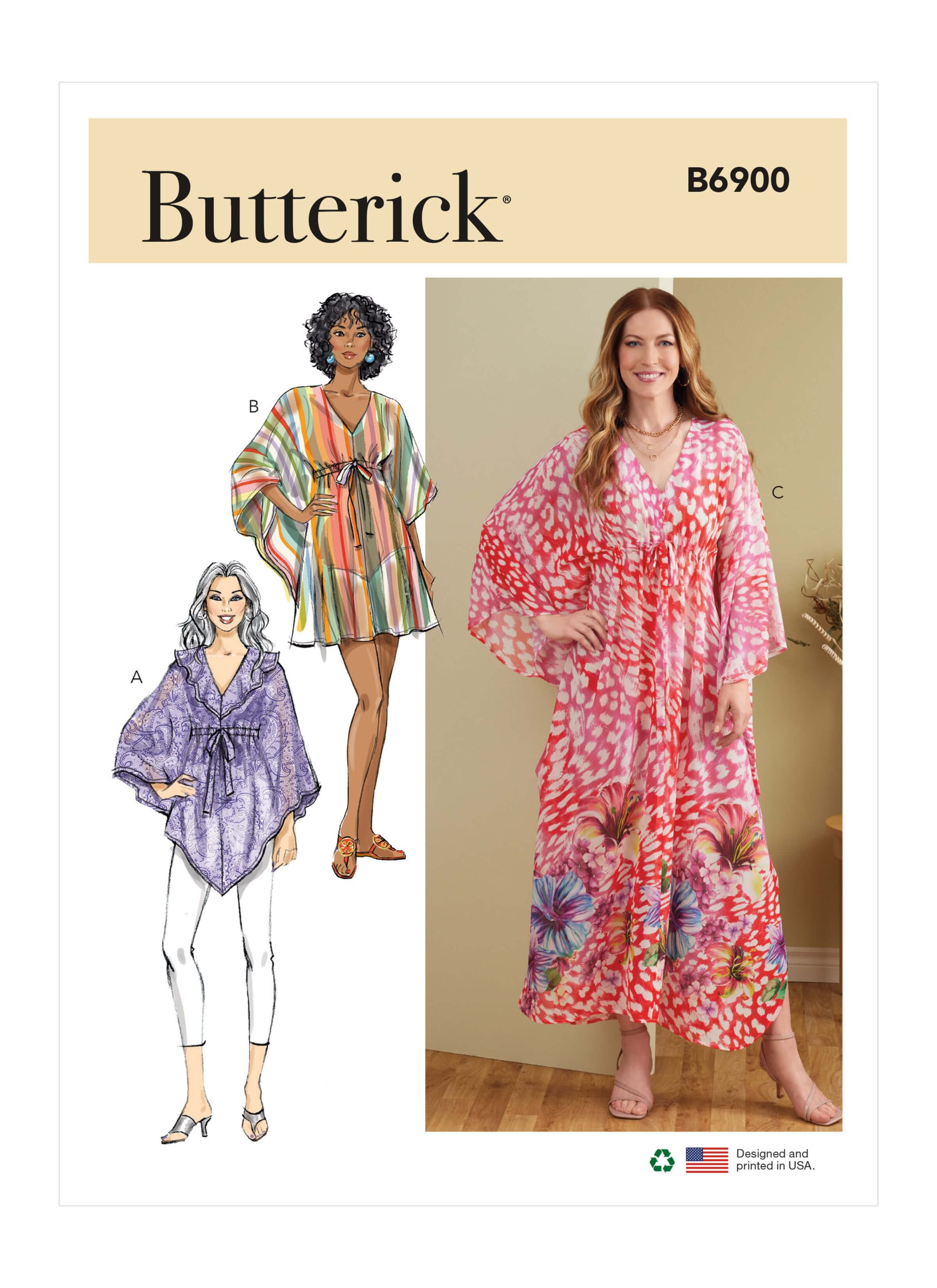 Butterick Sewing Pattern B6900 Misses’ Caftan - Sewdirect Australia
