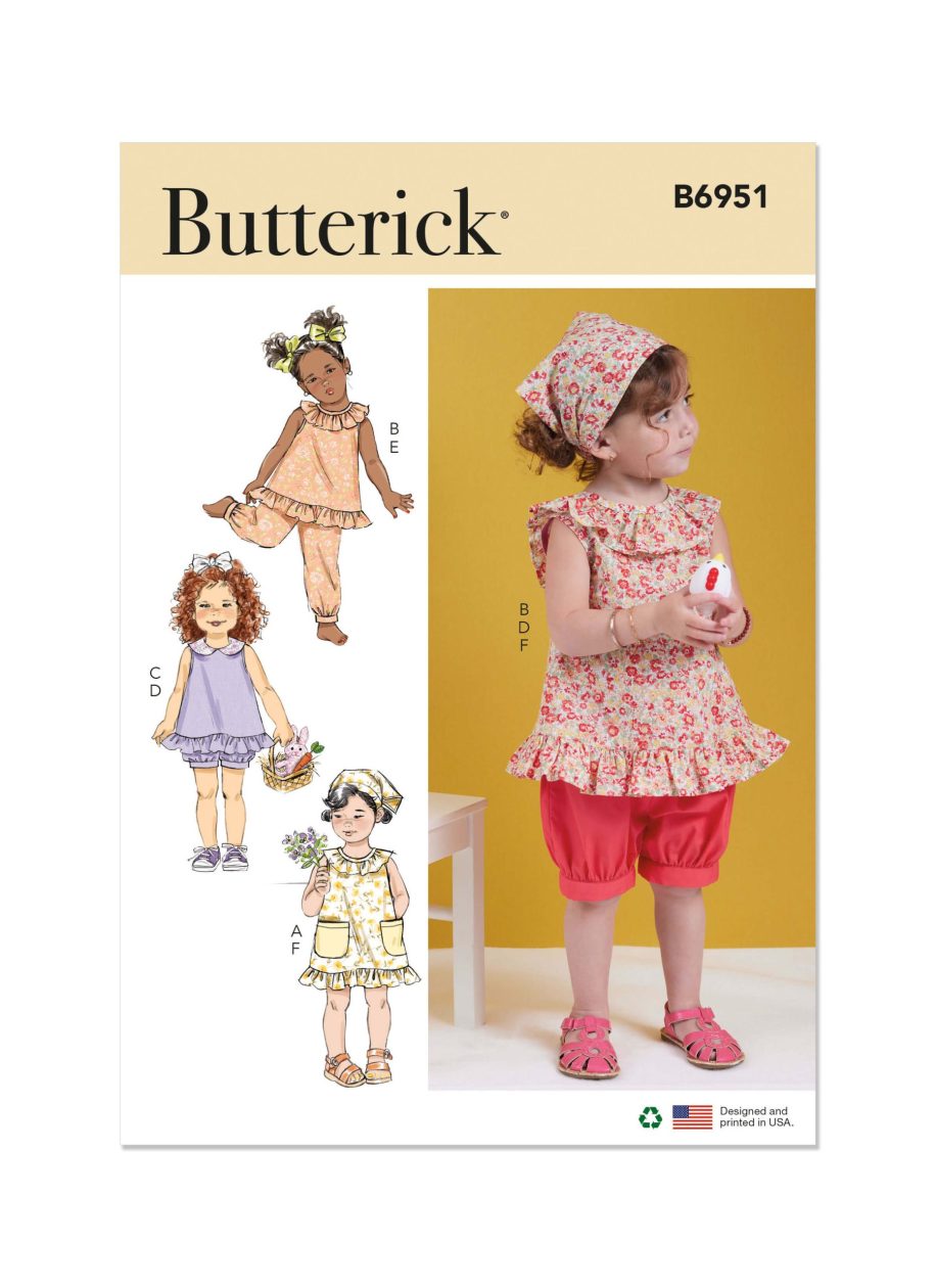 Butterick Sewing Pattern B6951 Toddlers’ Dress, Tops, Shorts,Trousers ...