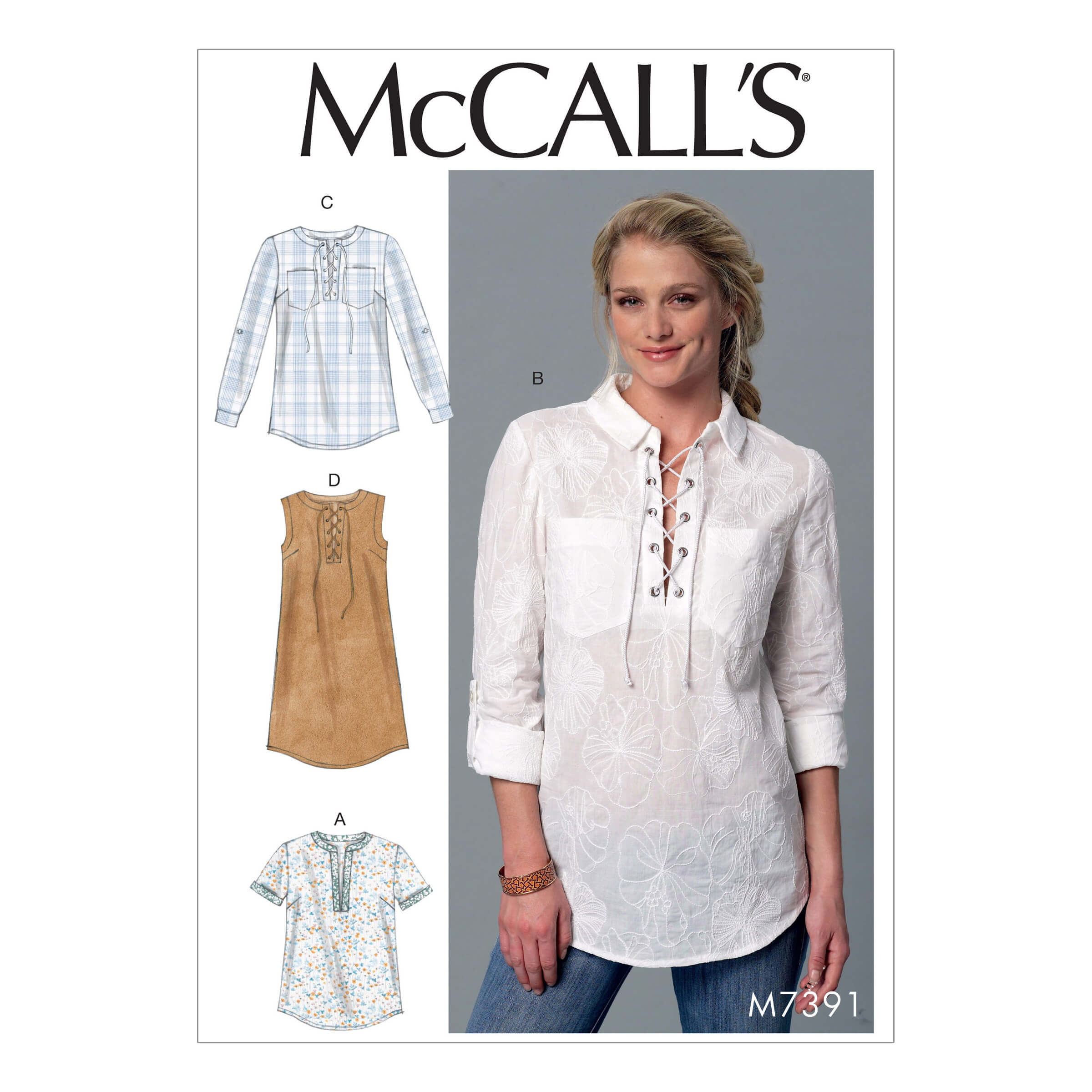 McCall’s Sewing Pattern M7391 Misses’ Laced or Split-Neck Tops and ...