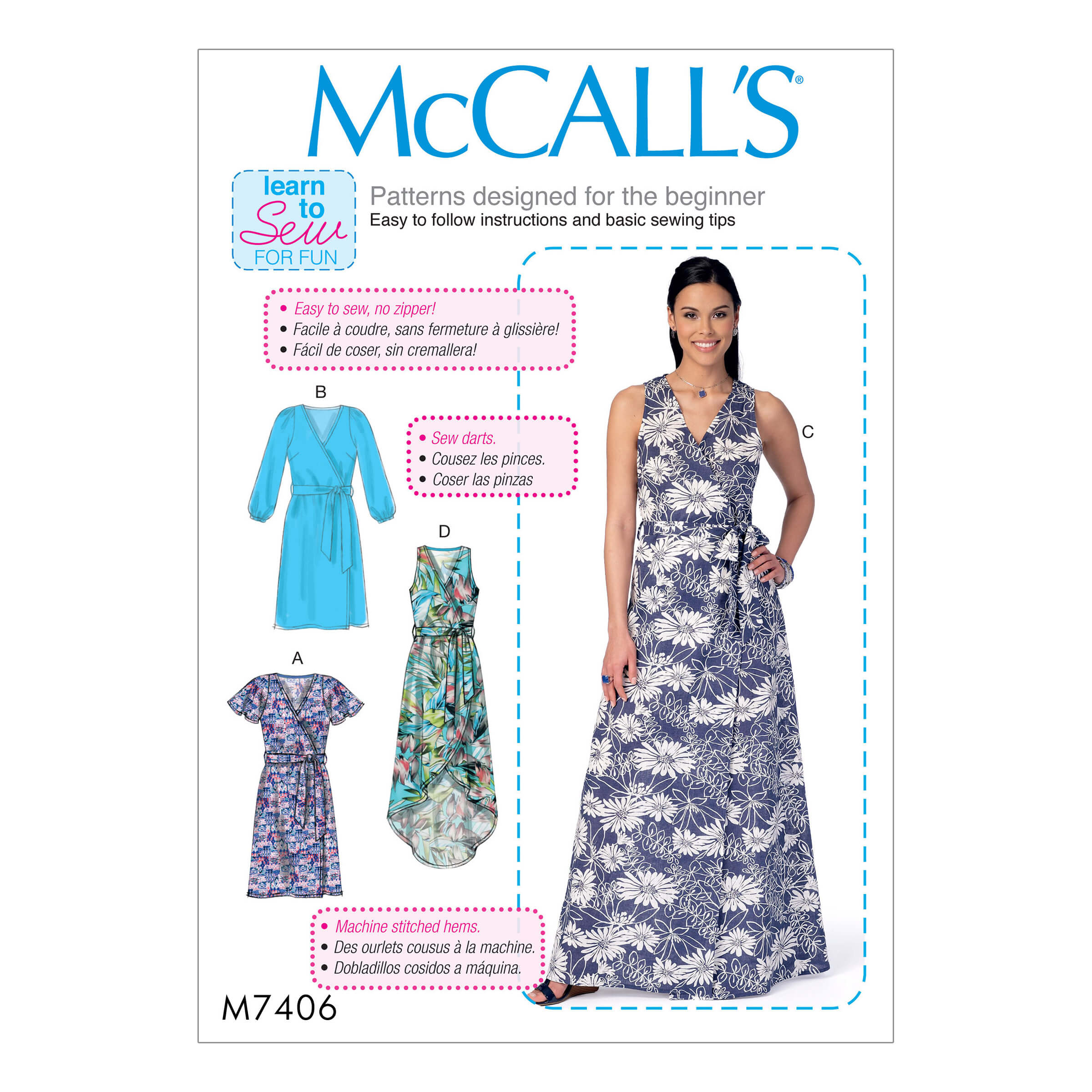 McCall’s Sewing Pattern M7406 Misses’ Dresses and Belt - Sewdirect ...