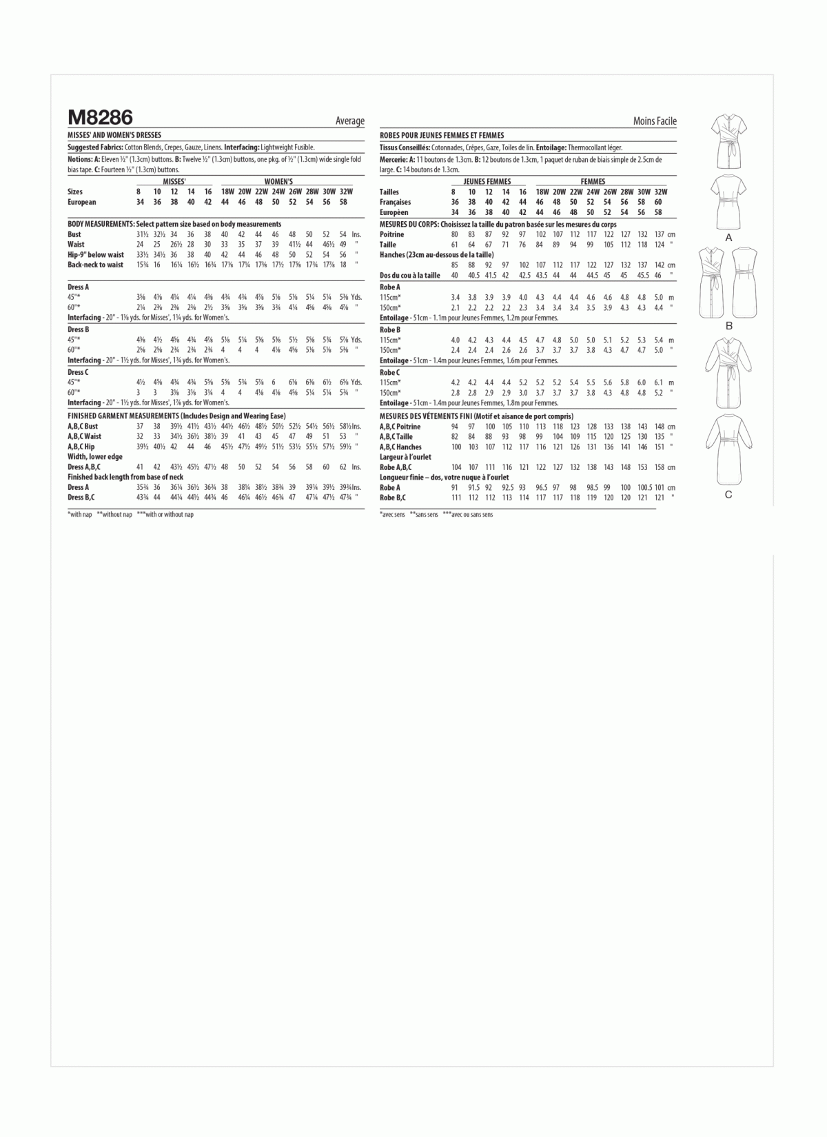 McCall’s Sewing Pattern M8286 Misses’ and Women’s Dresses - Sewdirect ...