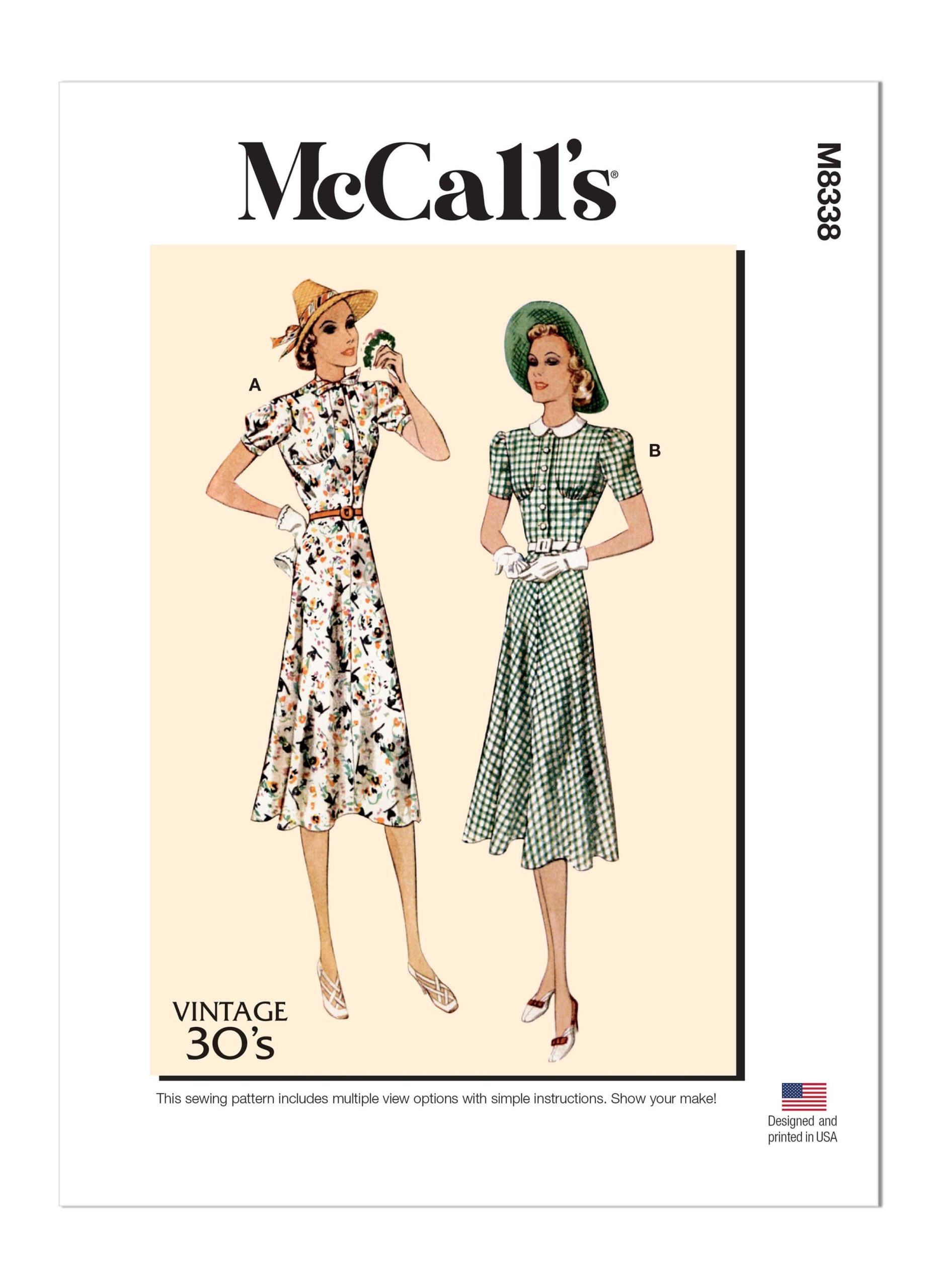 McCall’s Sewing Pattern M8338 Misses’ Vintage Dresses and Belt ...