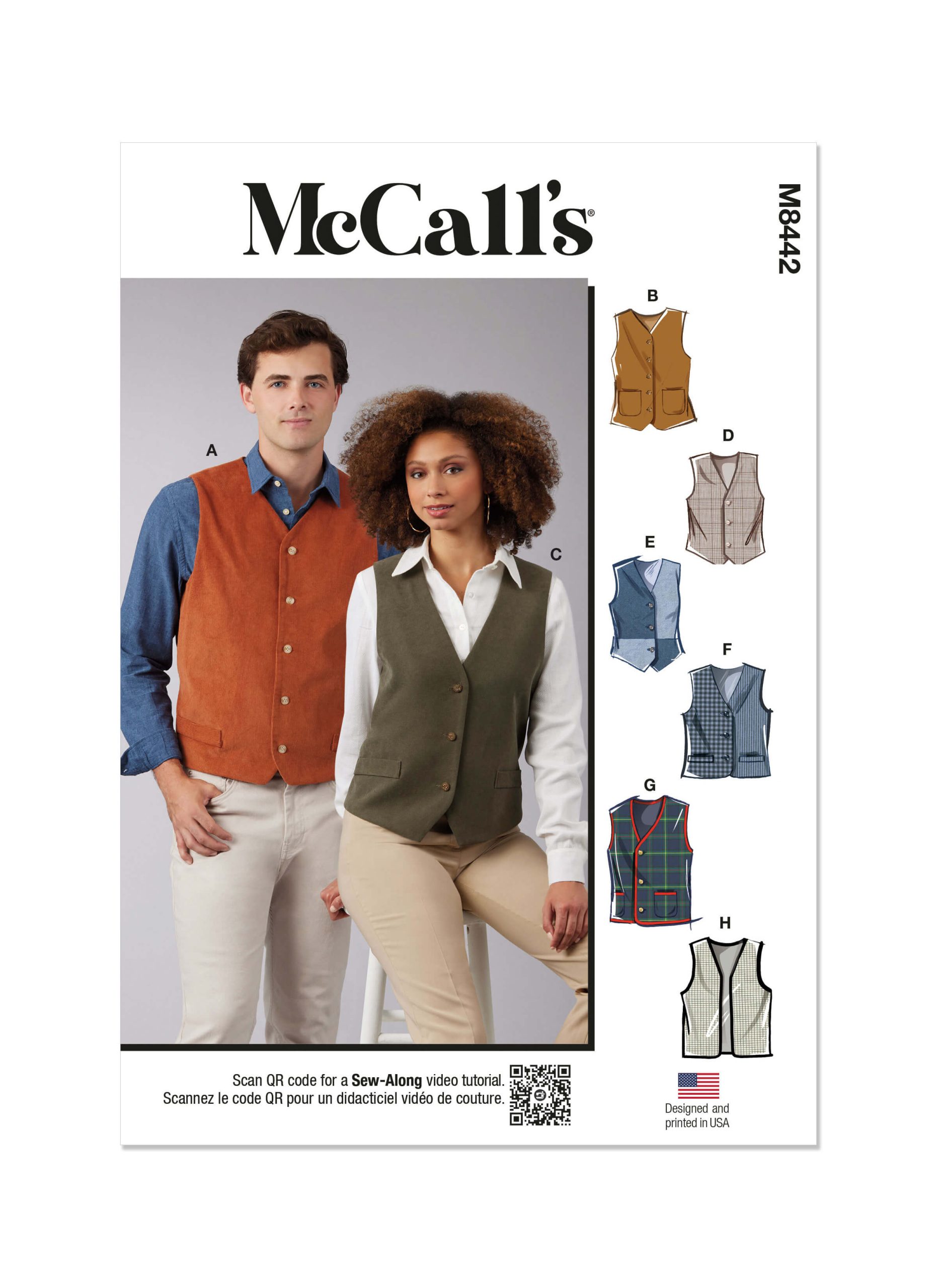 McCall’s Sewing Pattern M8442 Misses’ and Men’s Lined Waistcoat ...