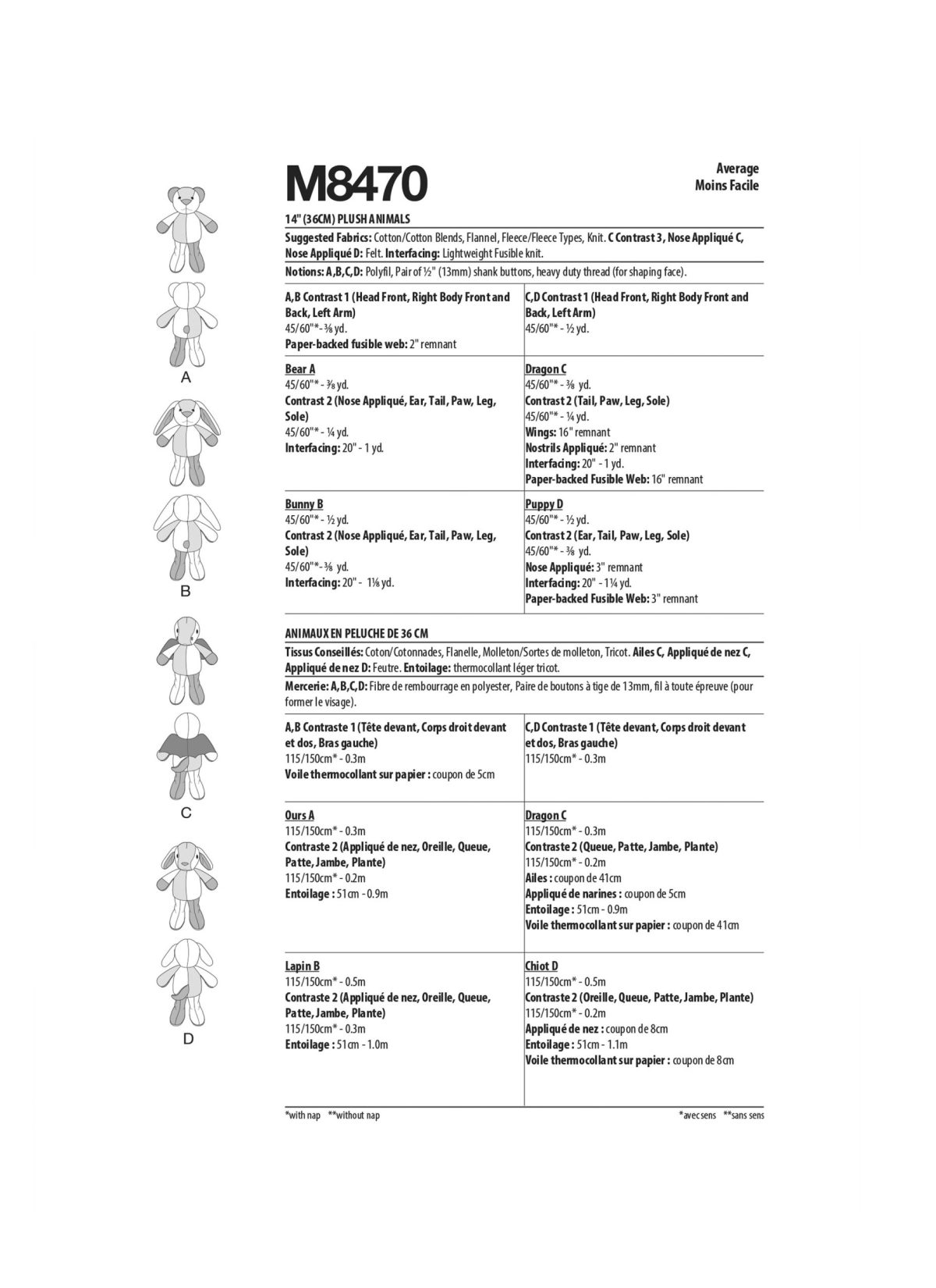 McCall’s Sewing Pattern M8470 Plush Animals - Sewdirect Australia