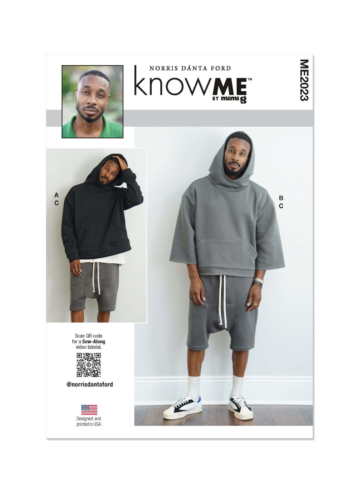 Know Me Sewing Pattern ME2023 Men’s Hoodie and Shorts by Norris Dánta ...