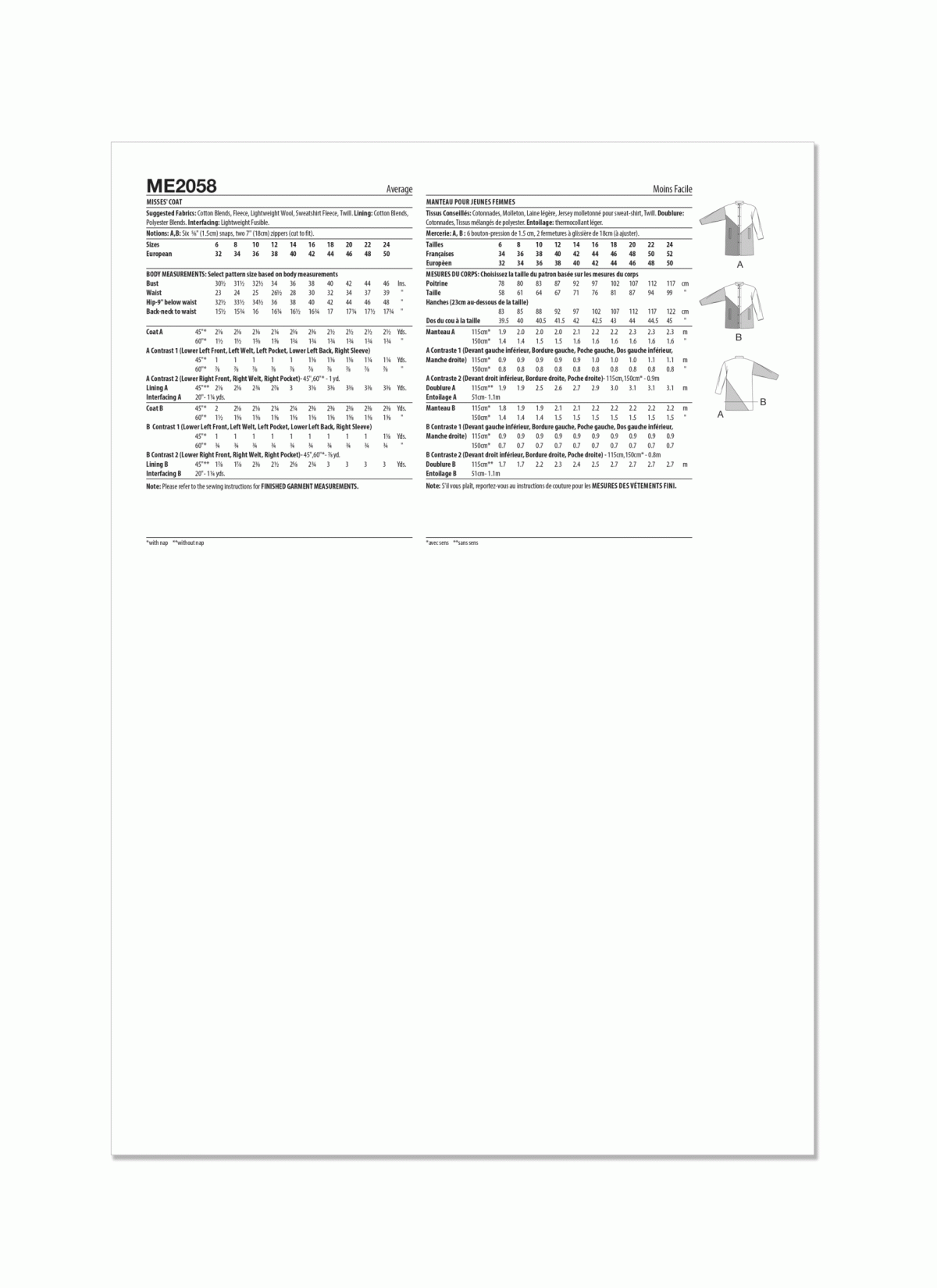 Know Me Sewing Pattern ME2058 Misses’ Coat by Handmade Millennial ...