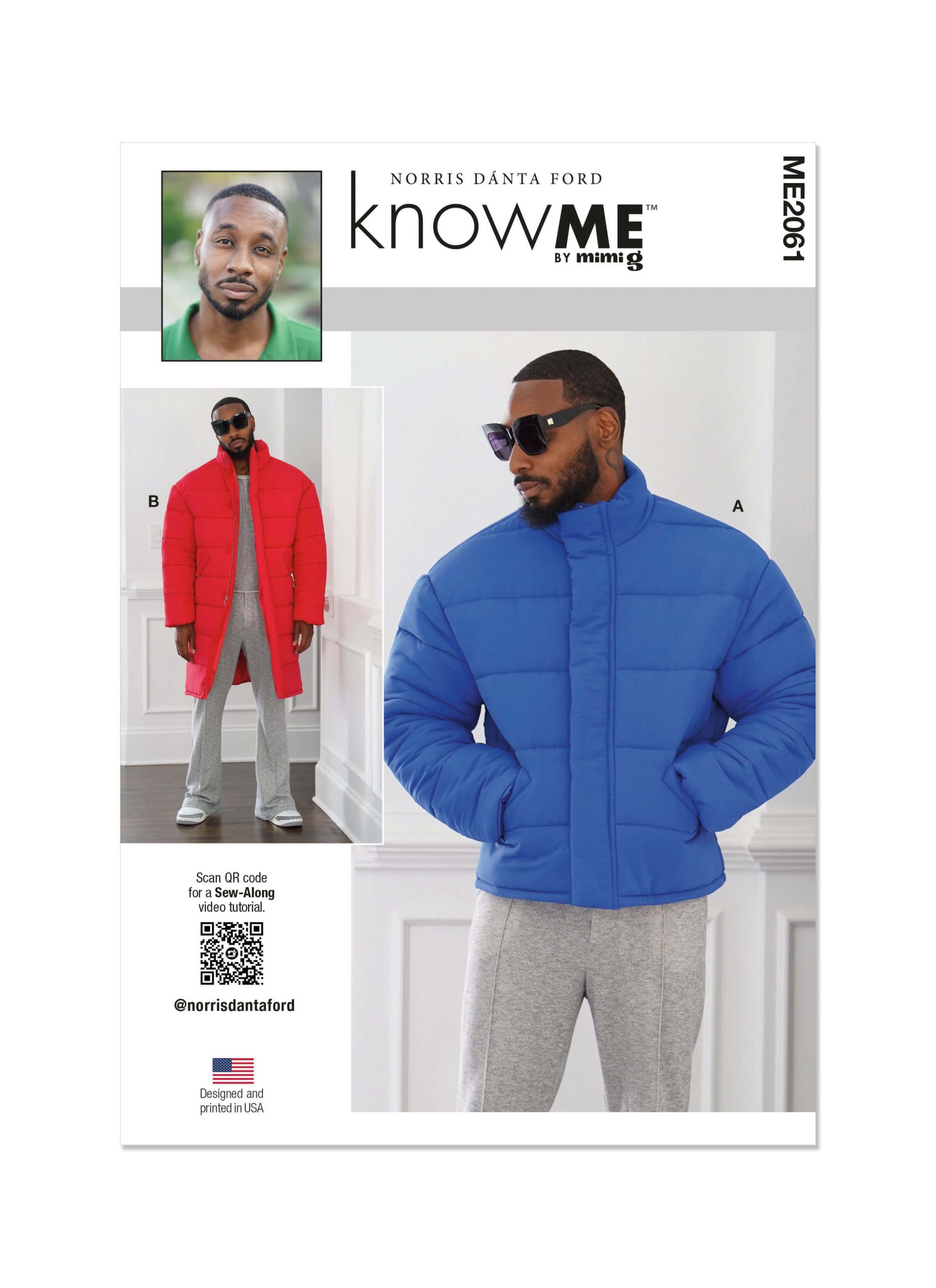Know Me Sewing Pattern ME2061 Men’s Puffer Coat In Two Lengths by ...