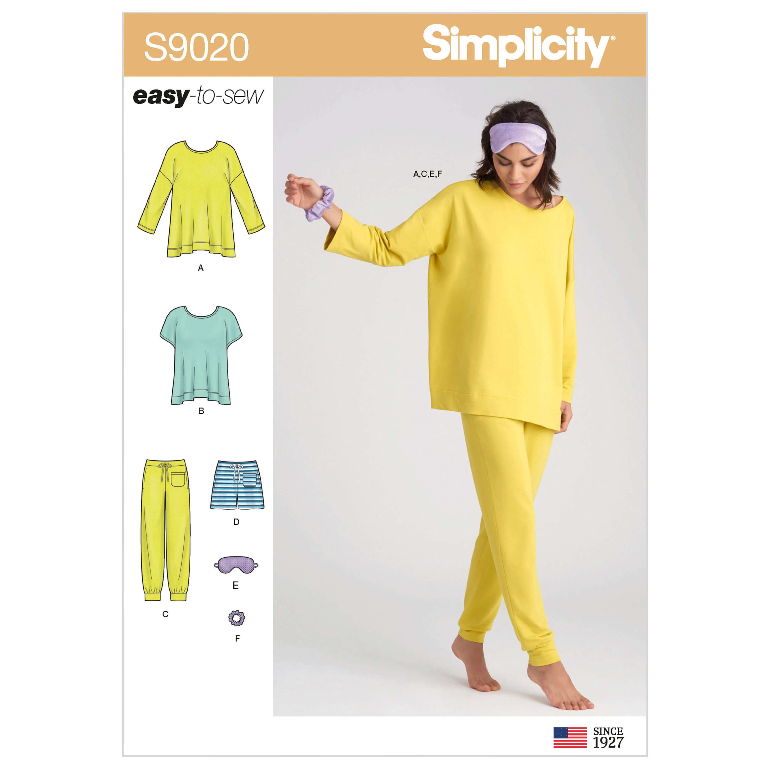 Simplicity Sewing Pattern S9020 Misses’ Sleepwear Knit Tops, Trousers ...