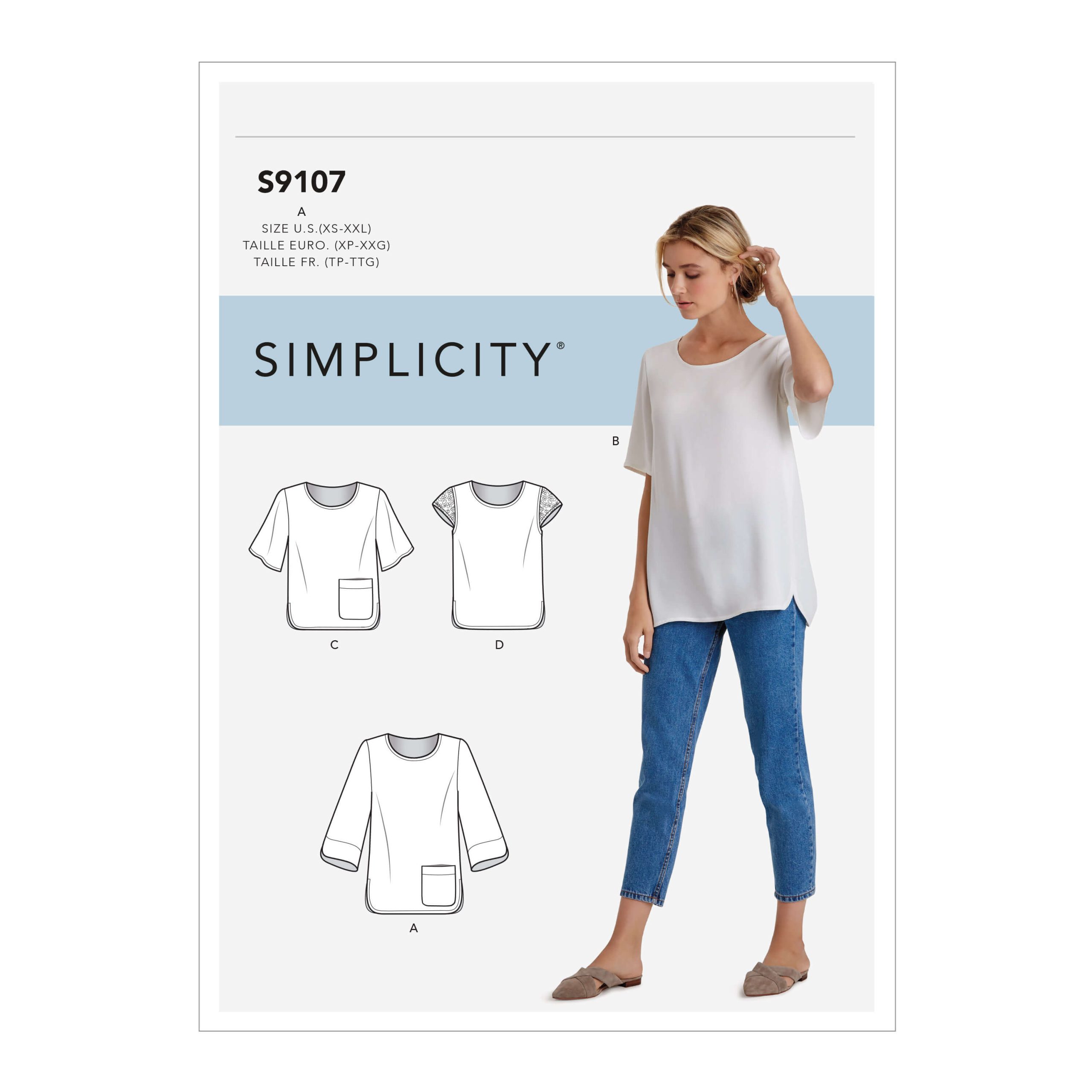 Simplicity Sewing Pattern S9107 Misses’ Tops - Sewdirect Australia