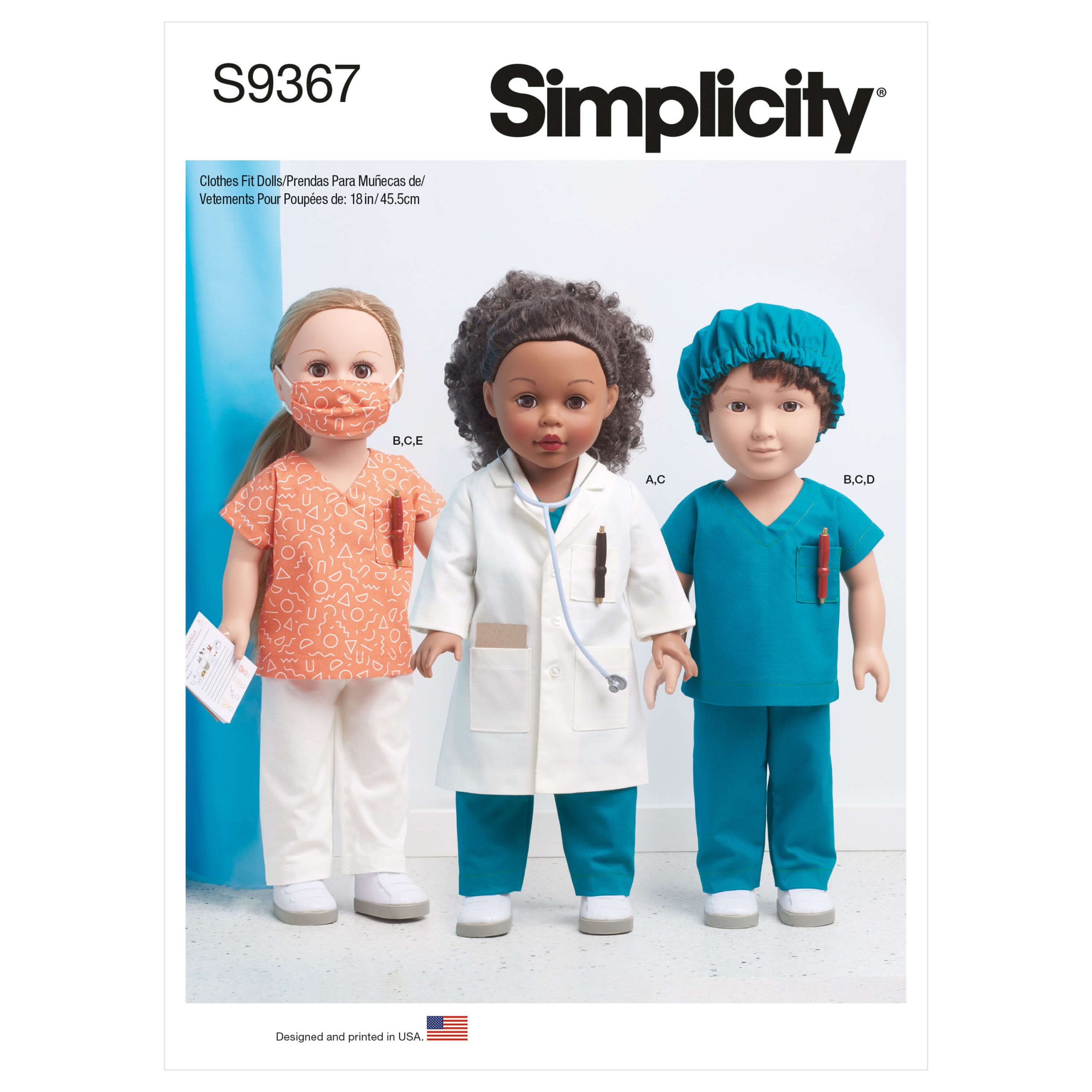 Simplicity Sewing Pattern S9367 18″ Doll Clothes - Sewdirect Australia