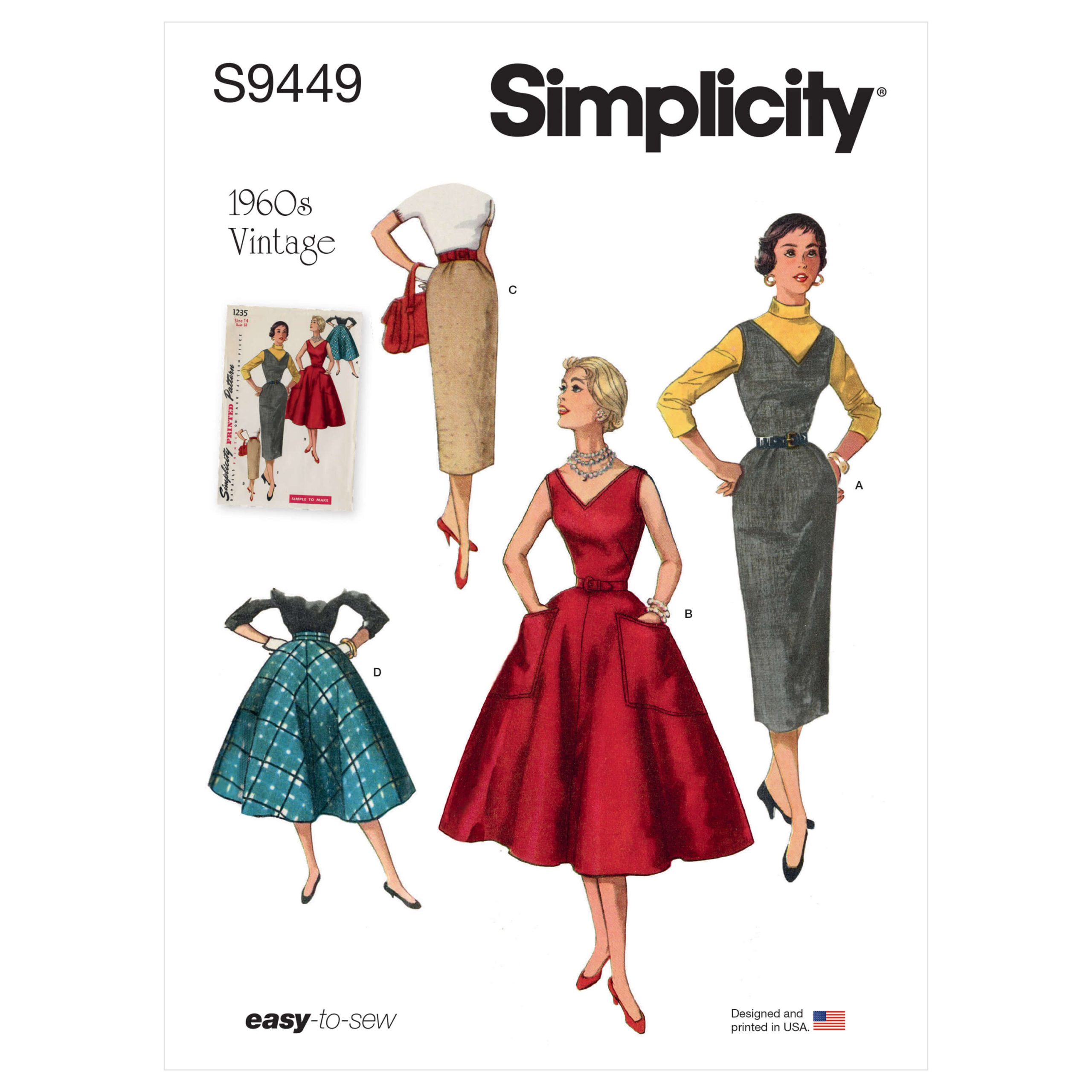 Simplicity Sewing Pattern S9449 Misses’ 1960s Vintage Dress, Pinafore ...